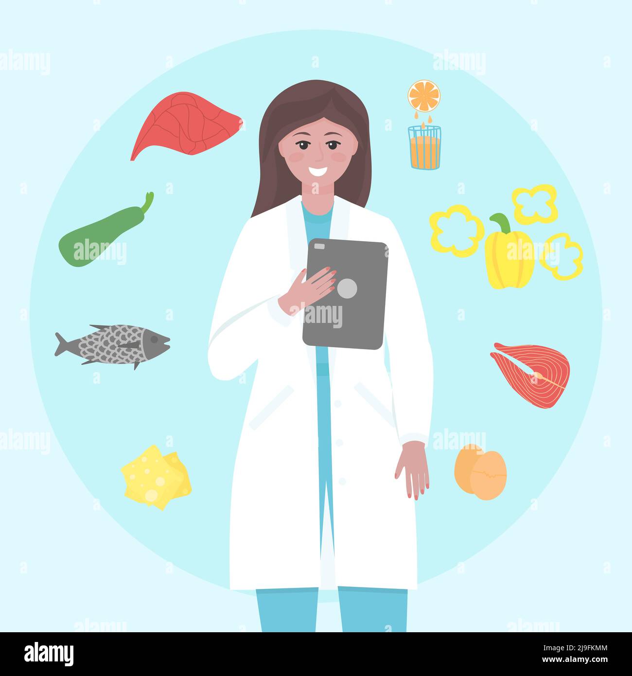 Nutritionist character. Concept for Nutrition therapy with healthy food ...