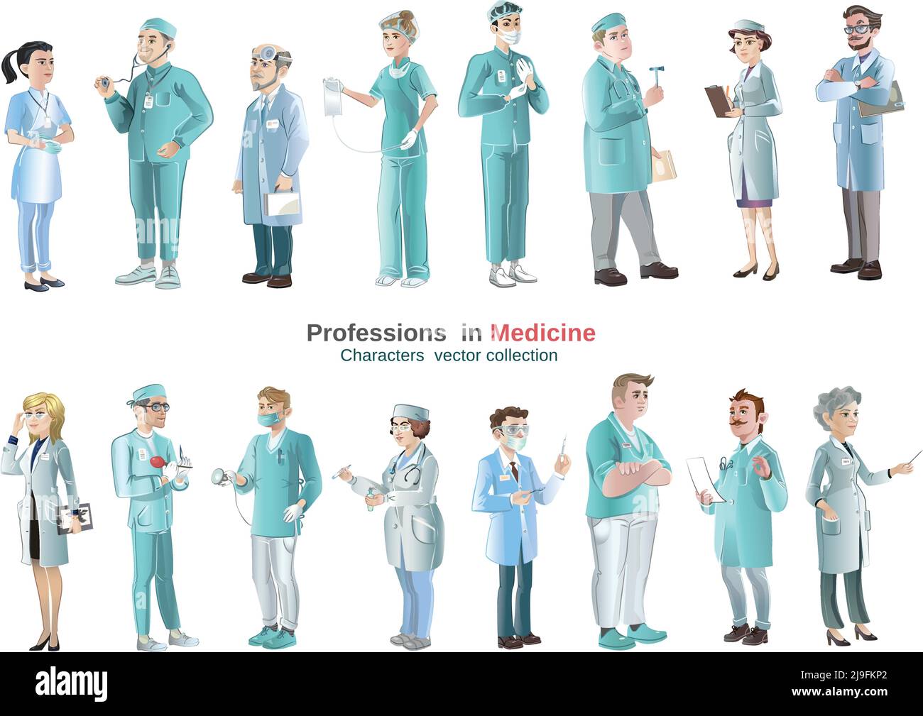 Cartoon medical characters set with doctors and physicians of different ...