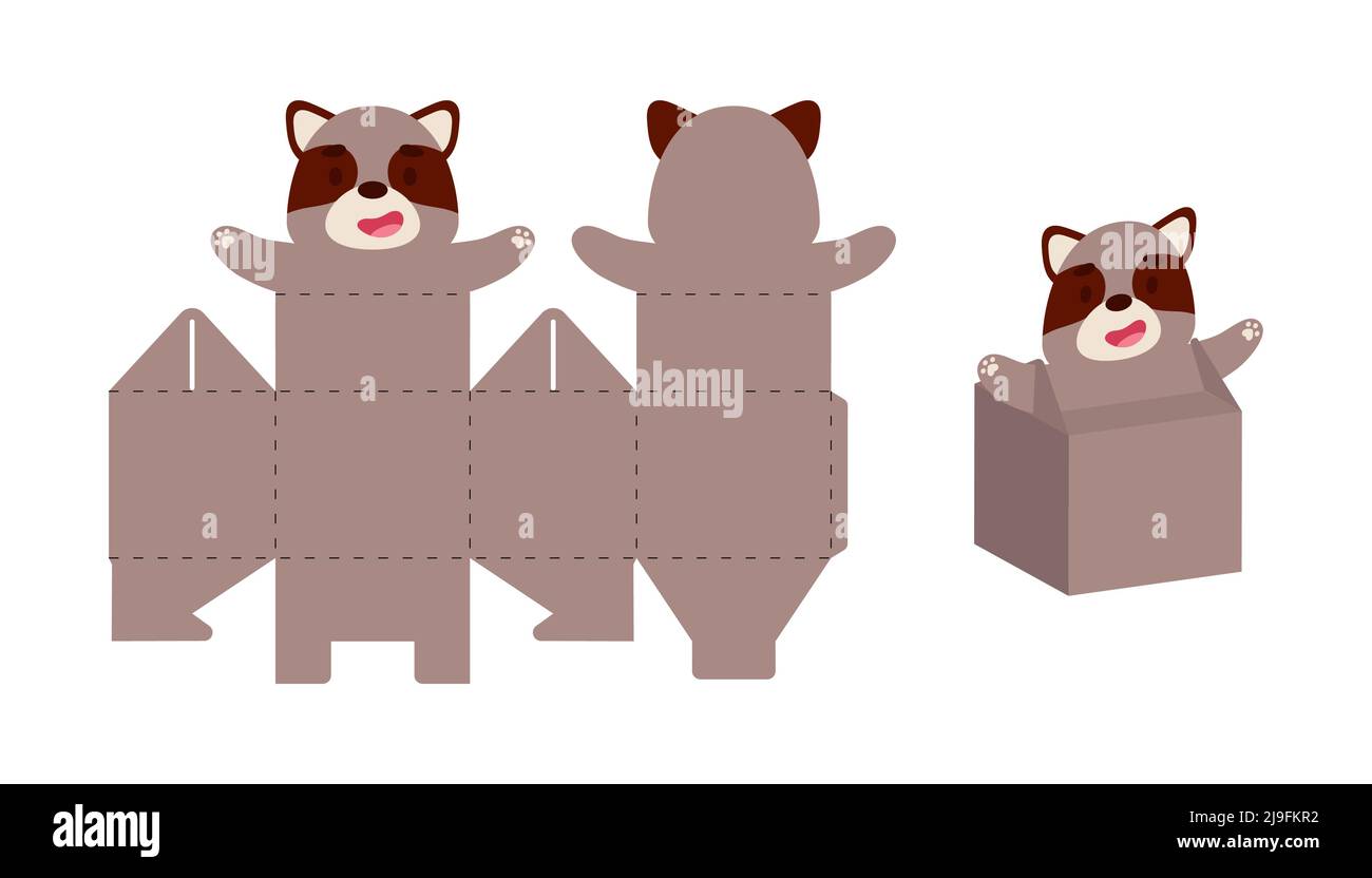 Simple packaging favor box raccoon design for sweets, candies, small ...