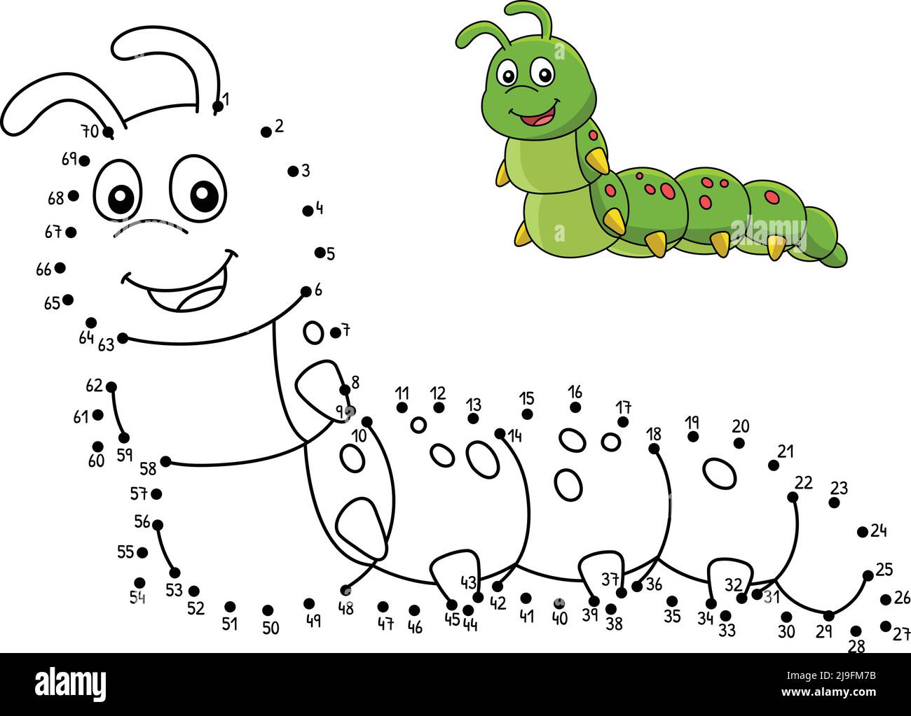 Dot to Dot Caterpillar Coloring Page for Kids Stock Vector Image & Art ...