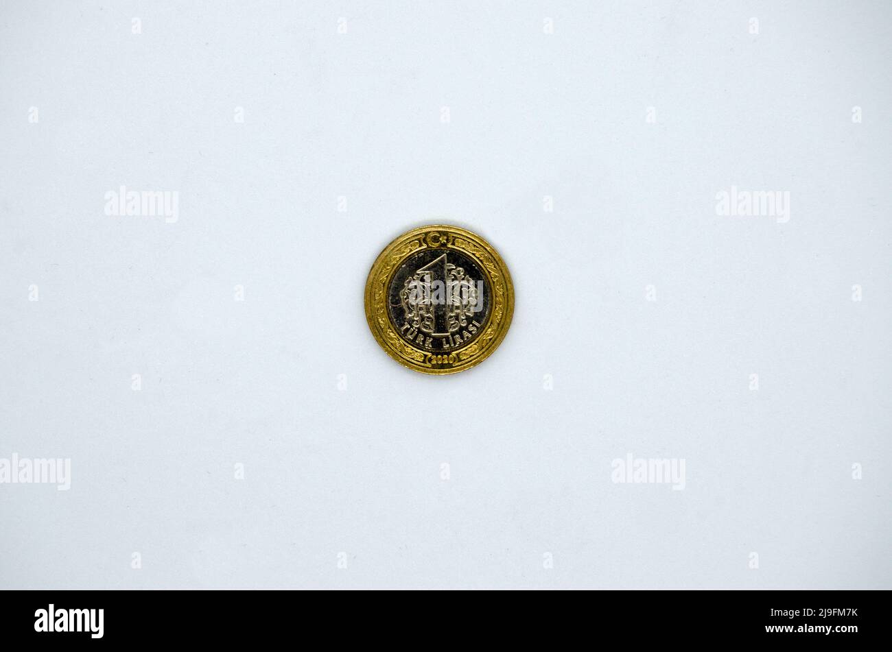 Isolated front side of 1 Turkish Lira (tl) on white background Stock ...