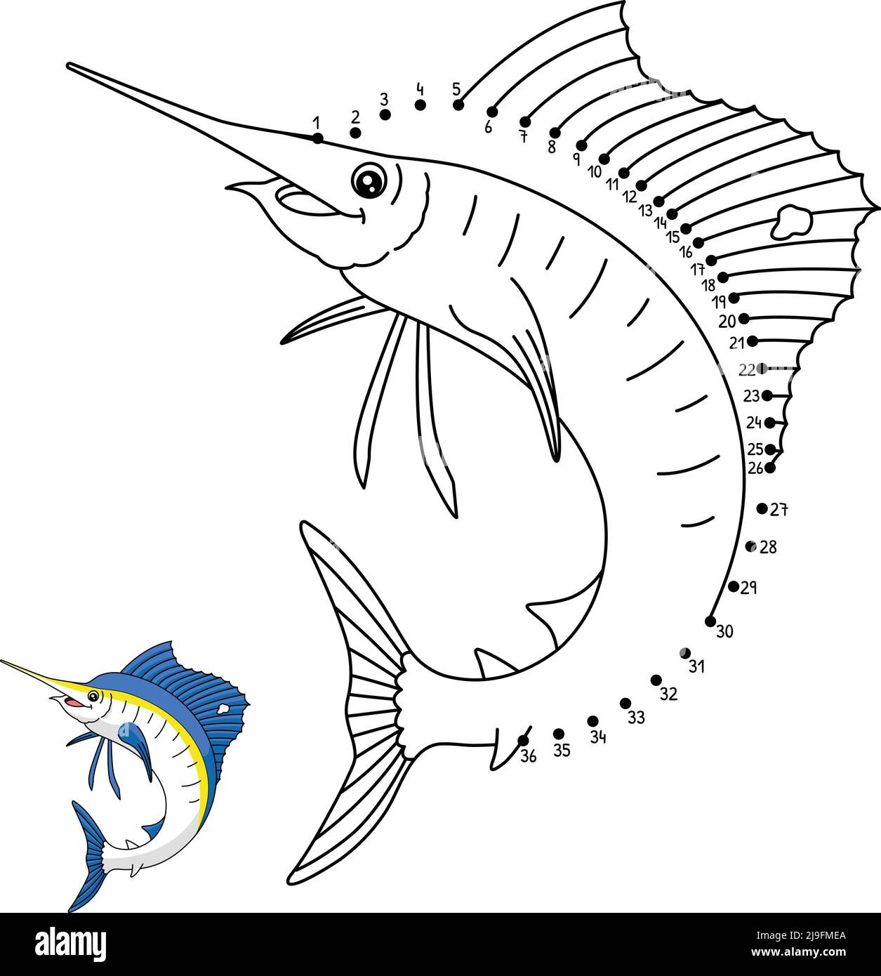 Dot to Dot Sailfish Coloring Page for Kids Stock Vector Image & Art - Alamy