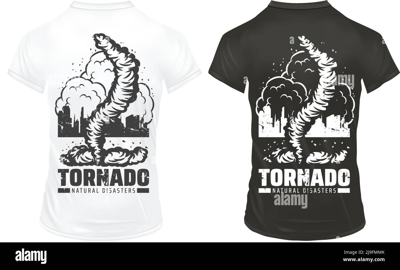 Vintage natural disaster prints template with inscription tornado ...