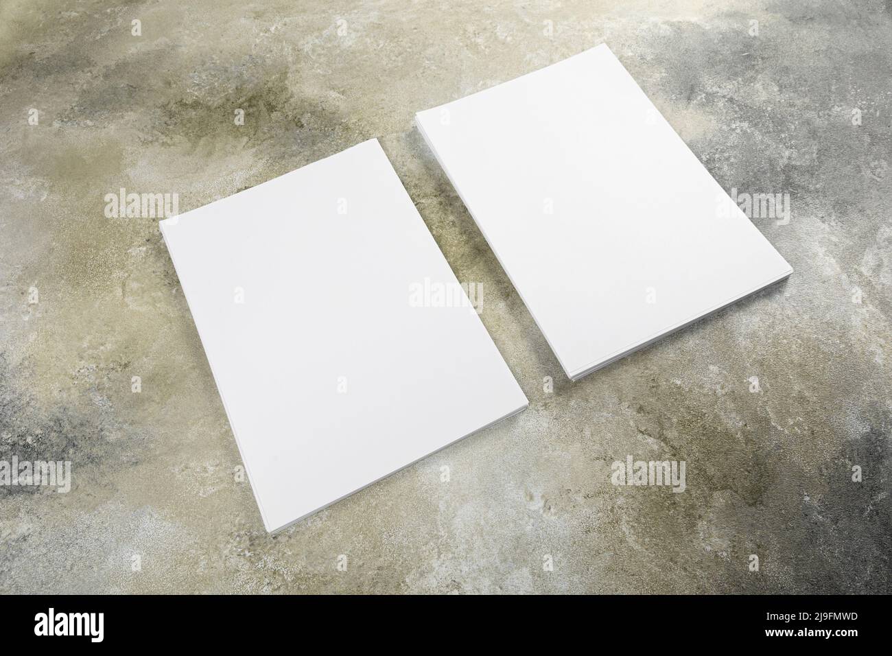 stack of white business card sheet of paper a4 stack on grunge table ...