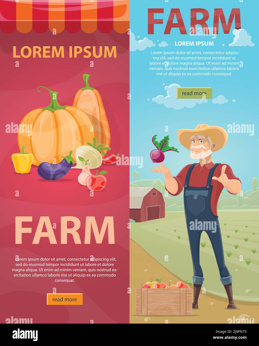 Light farming vertical banners with natural vegetables fruits and ...