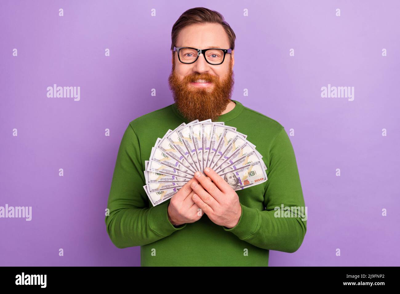 Photo of happy kind ginger man win in lottery become wealthy ...