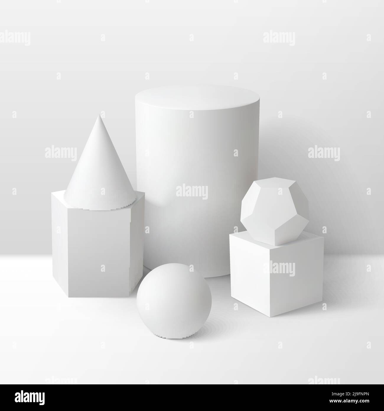 Basic stereometry shapes monochrome composition Including cube cylinder ...