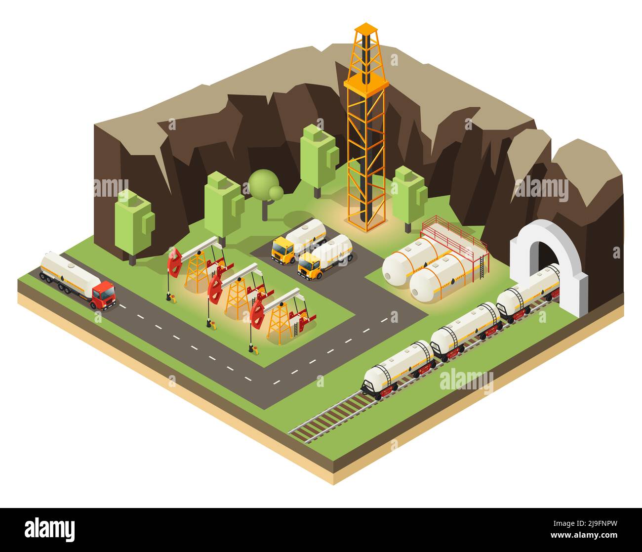 Isometric oil extraction concept with drilling rigs petroleum ...