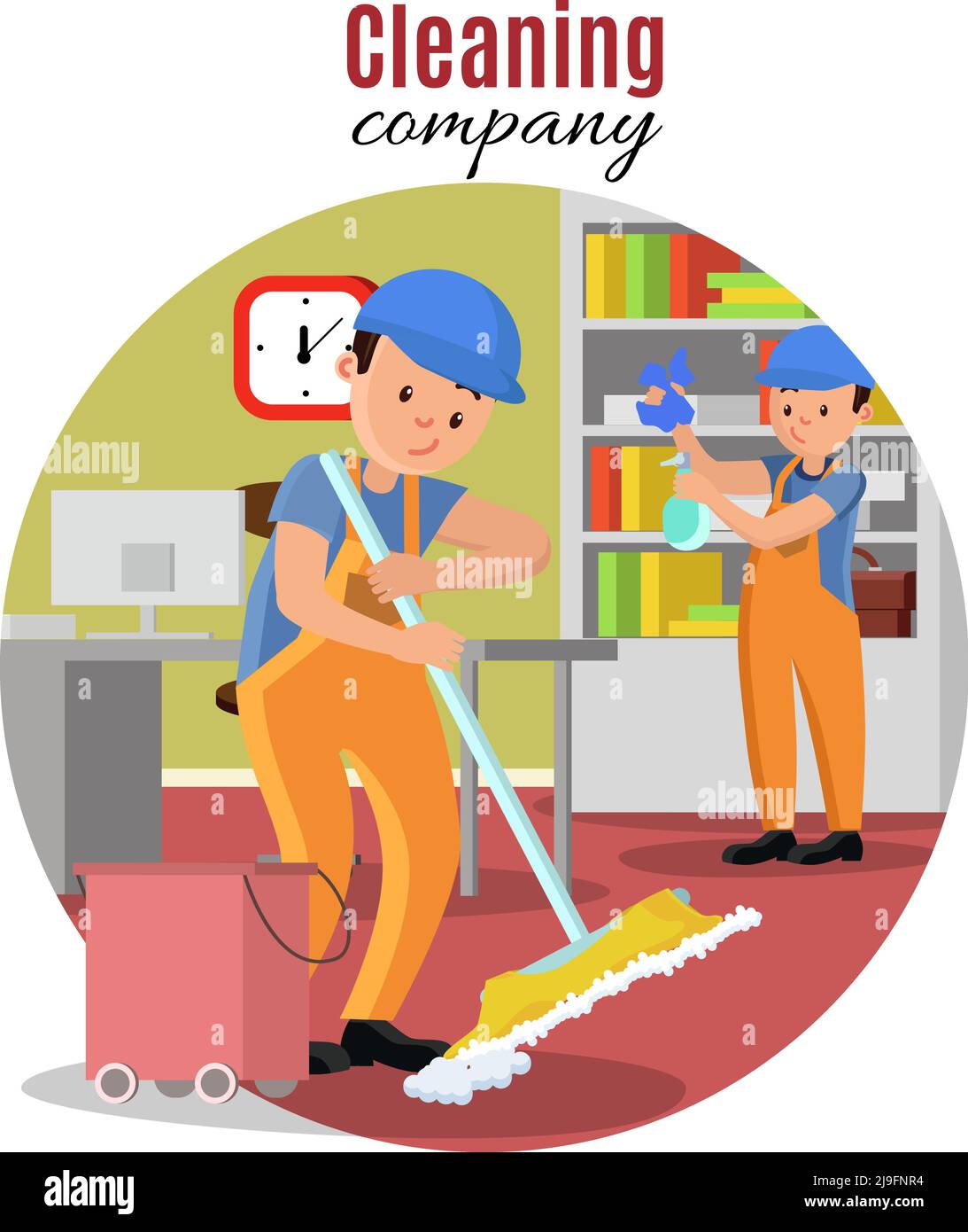 Cleaning company template with male professional employees in uniform ...