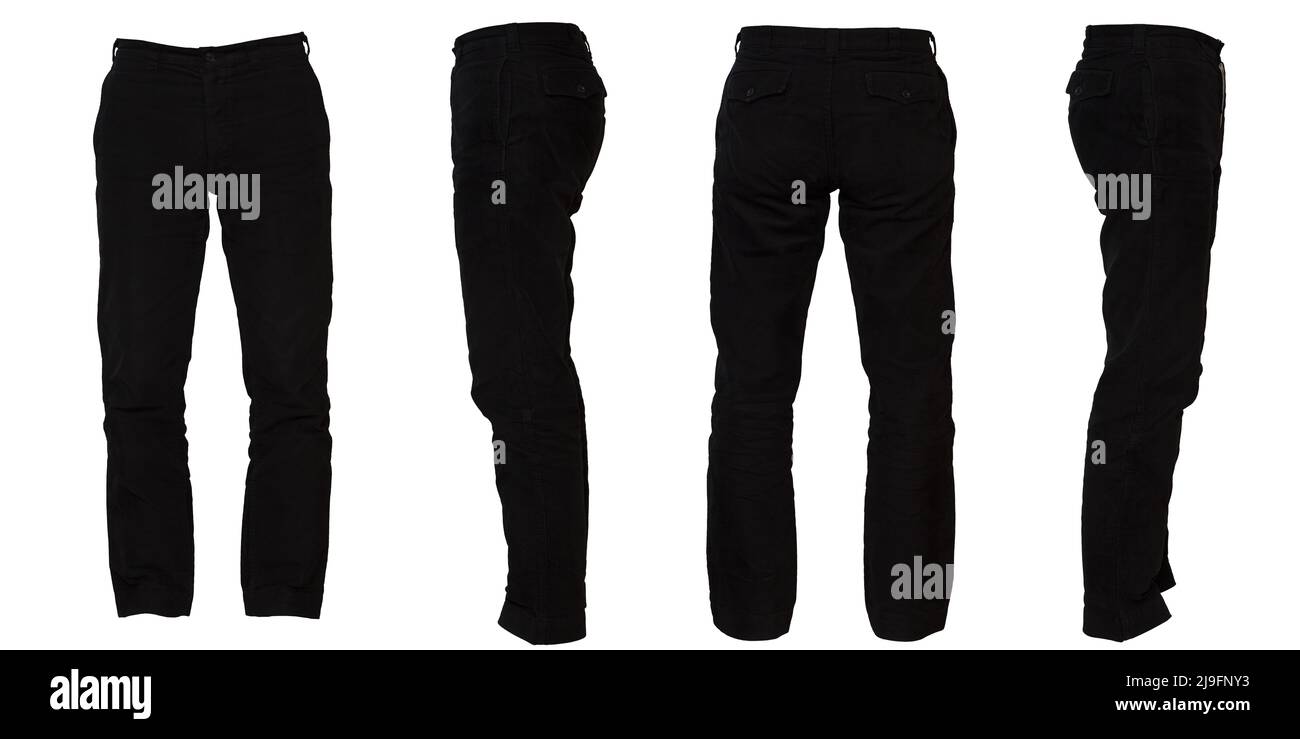 Black casual pants Cutouts in 4 directions, front, back, left and right ...