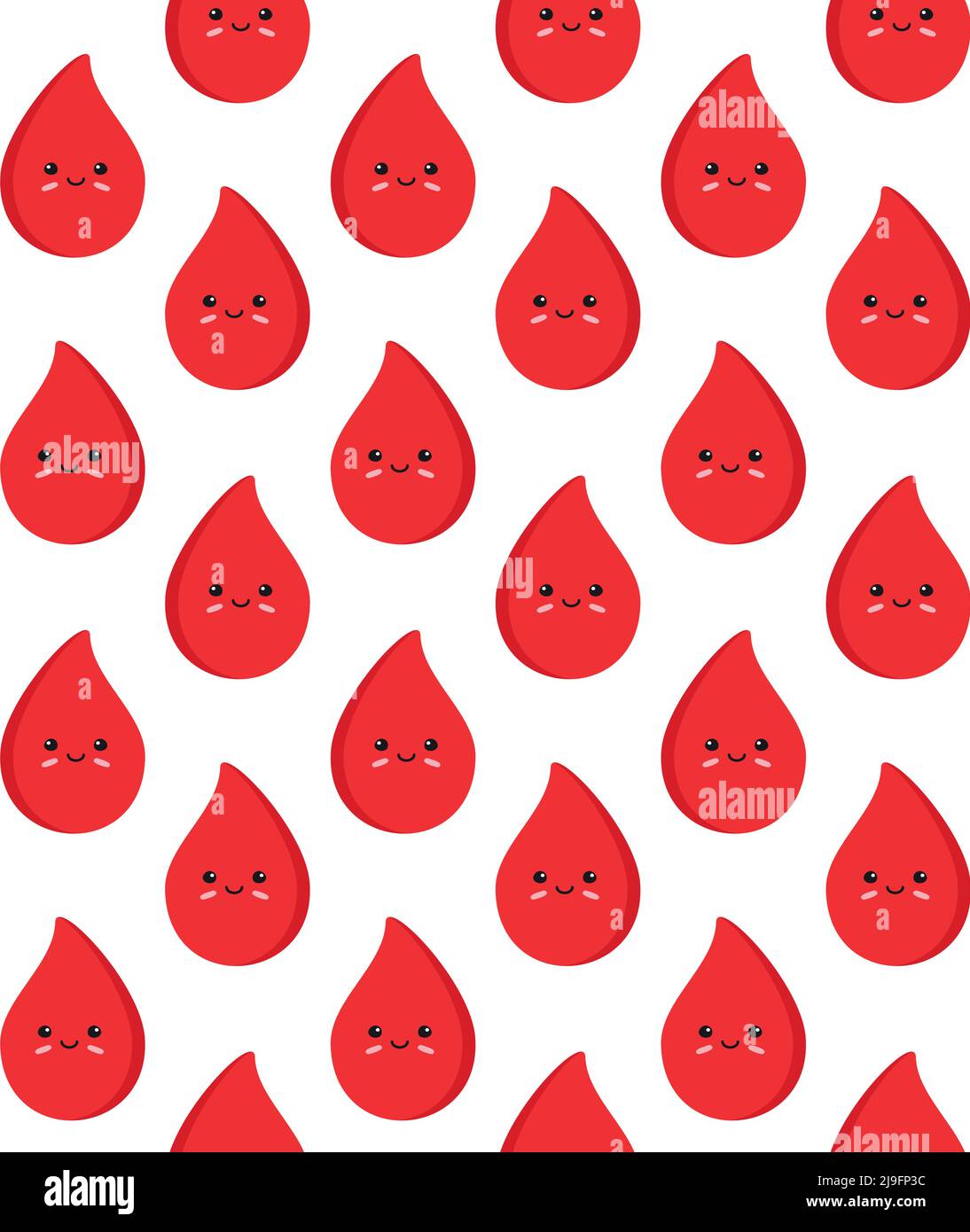 Vector seamless pattern of flat hand drawn blood drop with face ...