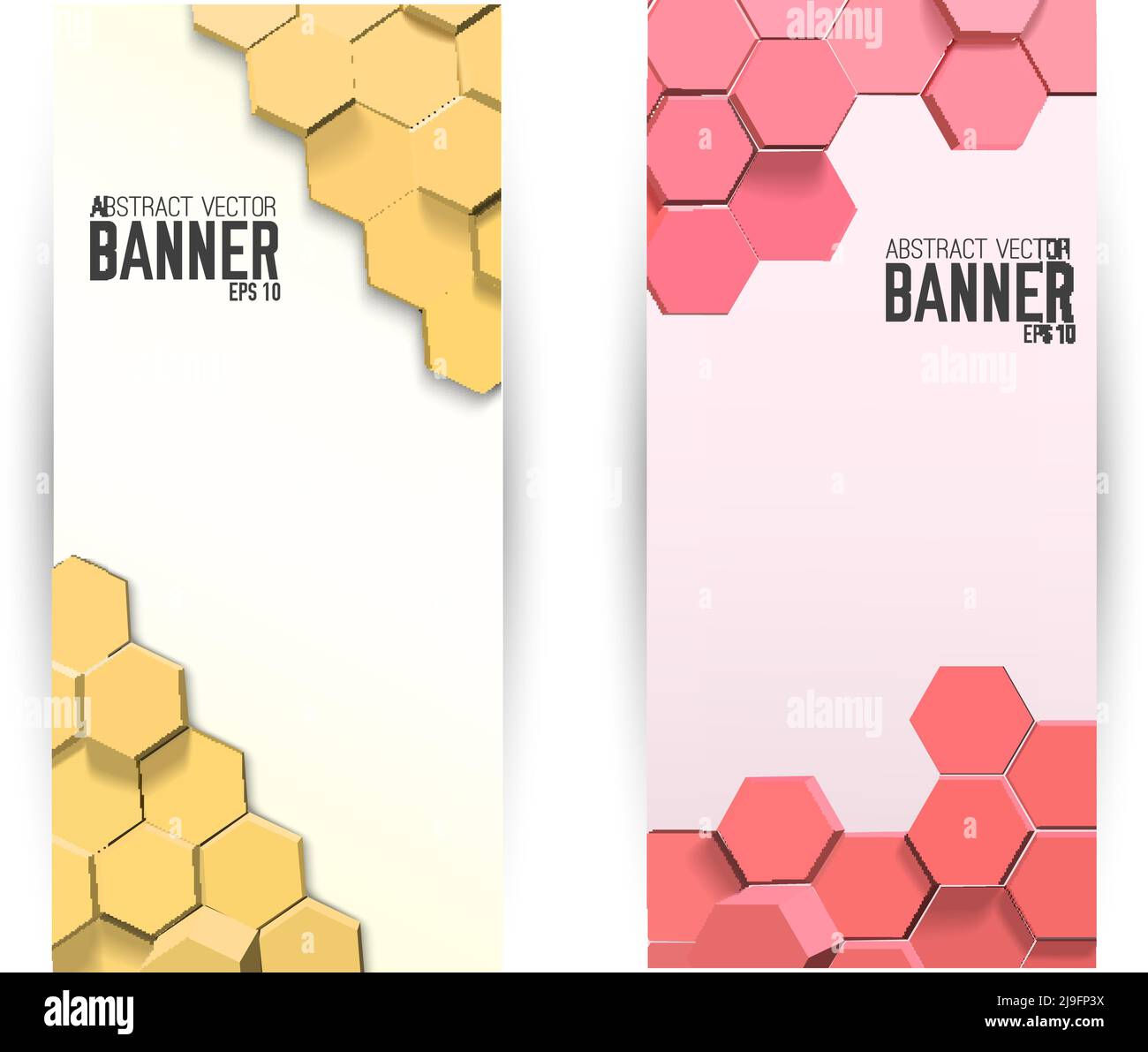 Abstract mosaic vertical banners with colorful 3d connected hexagons in ...