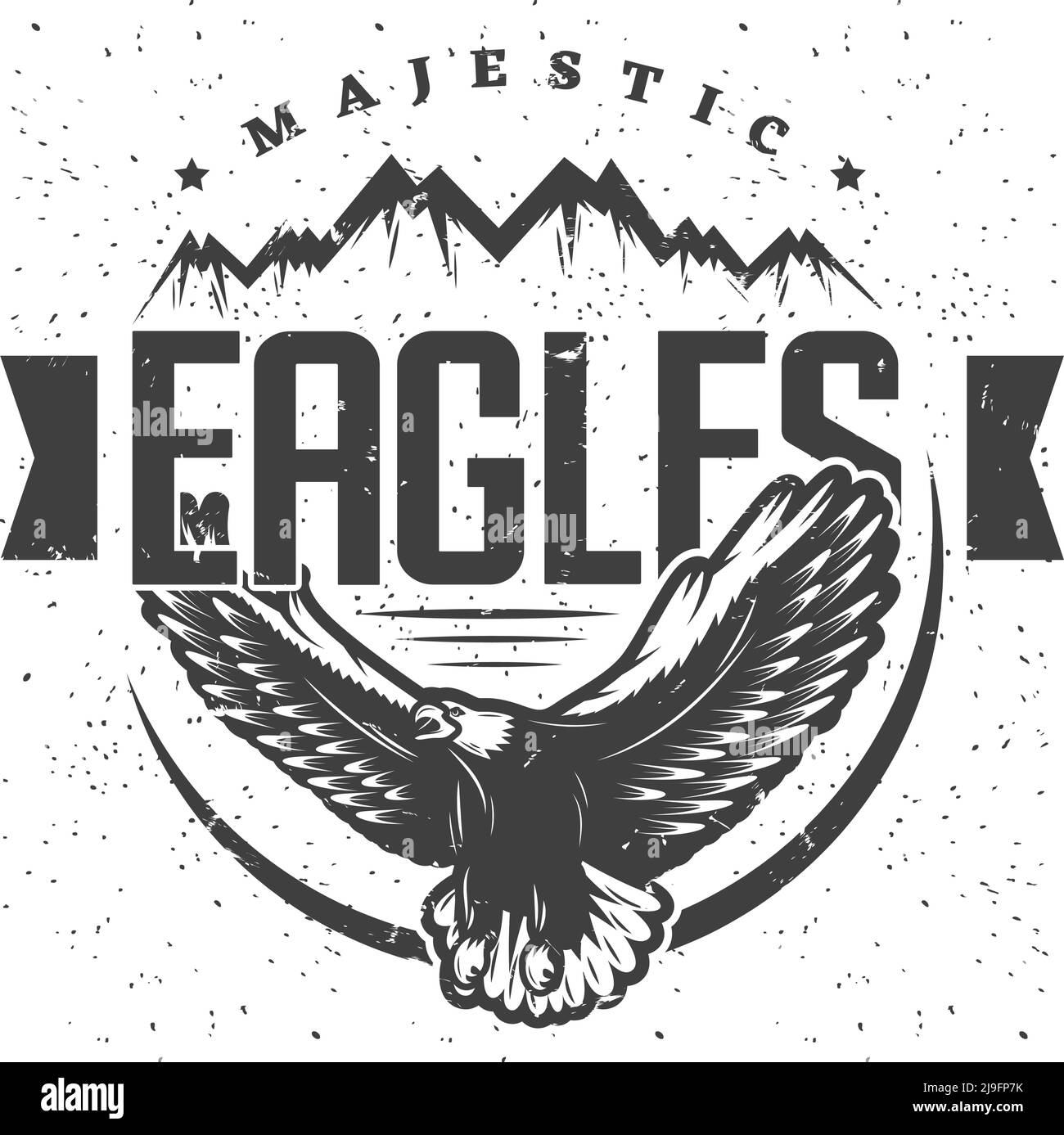 Vintage majestic eagle label template with inscription flying eagle and ...