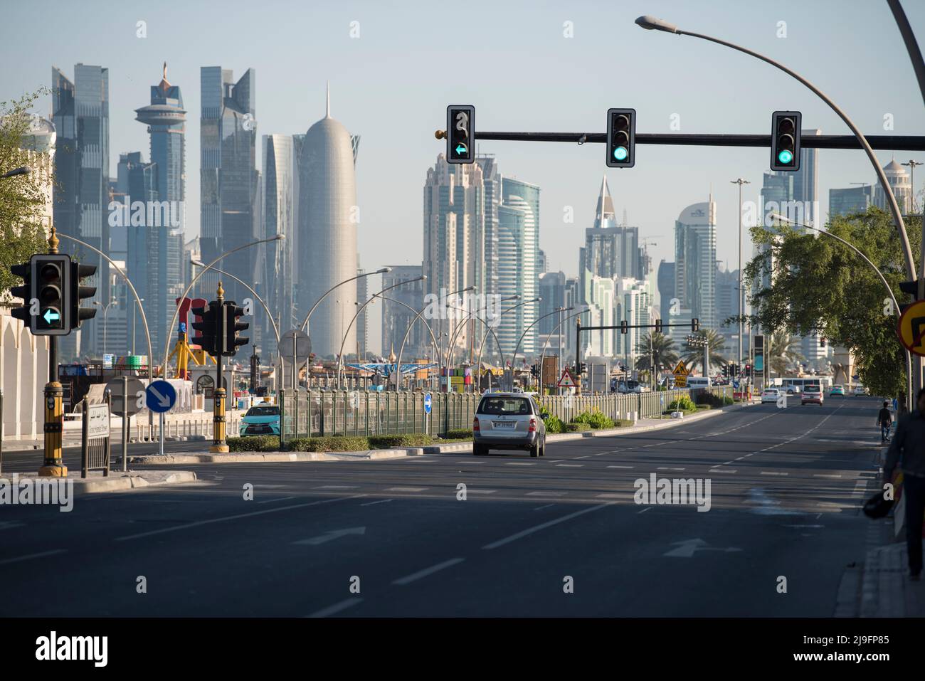 Doha,Qatar- April 24,2022 Views of the traffic and skyline in Doha ...
