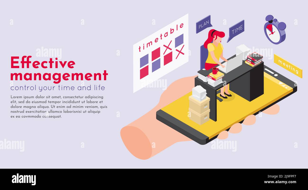 Deadline isometric background composition of editable text and ...