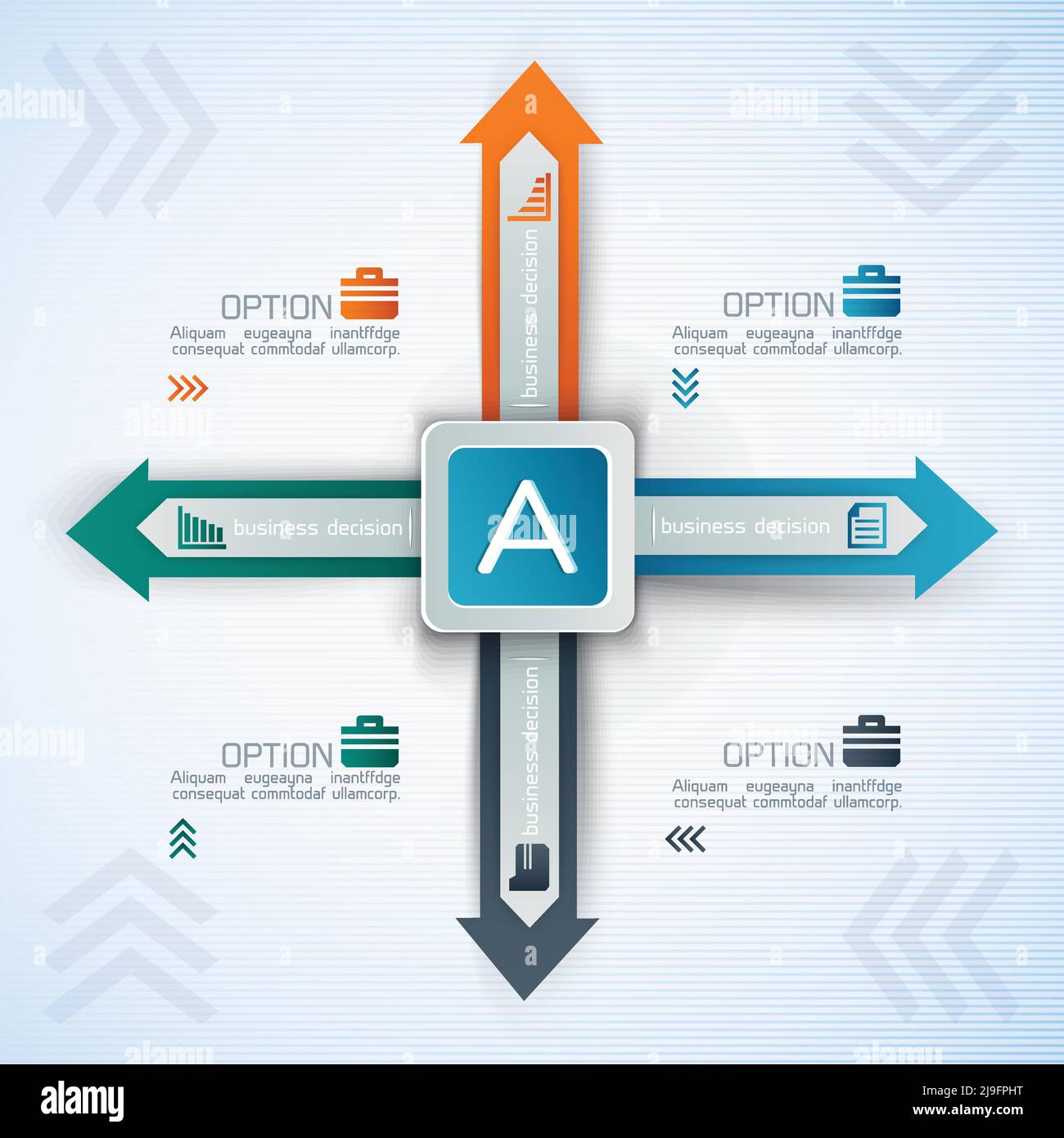 Business infographic design template with square four arrows in ...