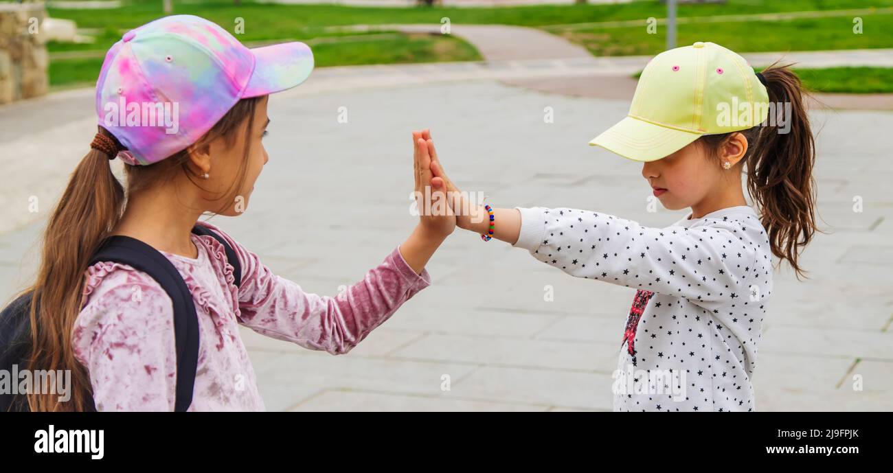 children holding hands in the park.selective focus.kids Stock Photo - Alamy