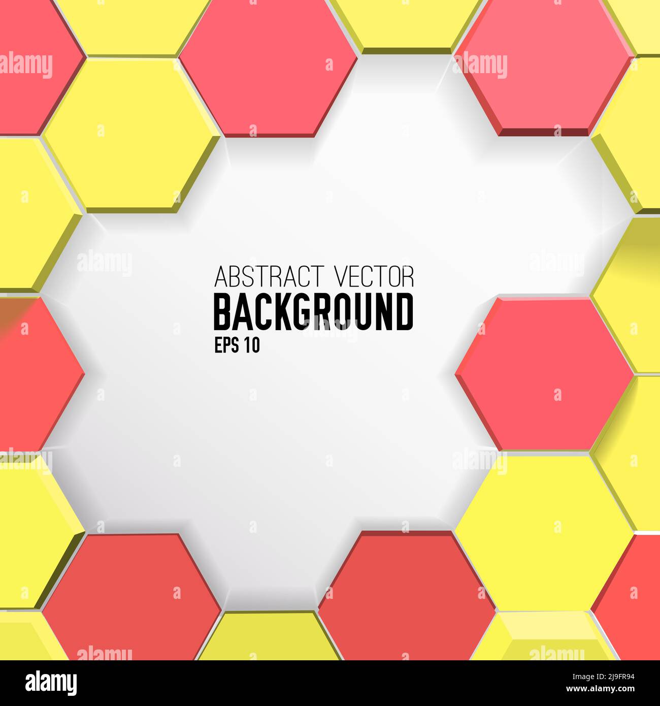 Colorful geometric background with yellow and red 3d hexagons in mosaic style vector ...