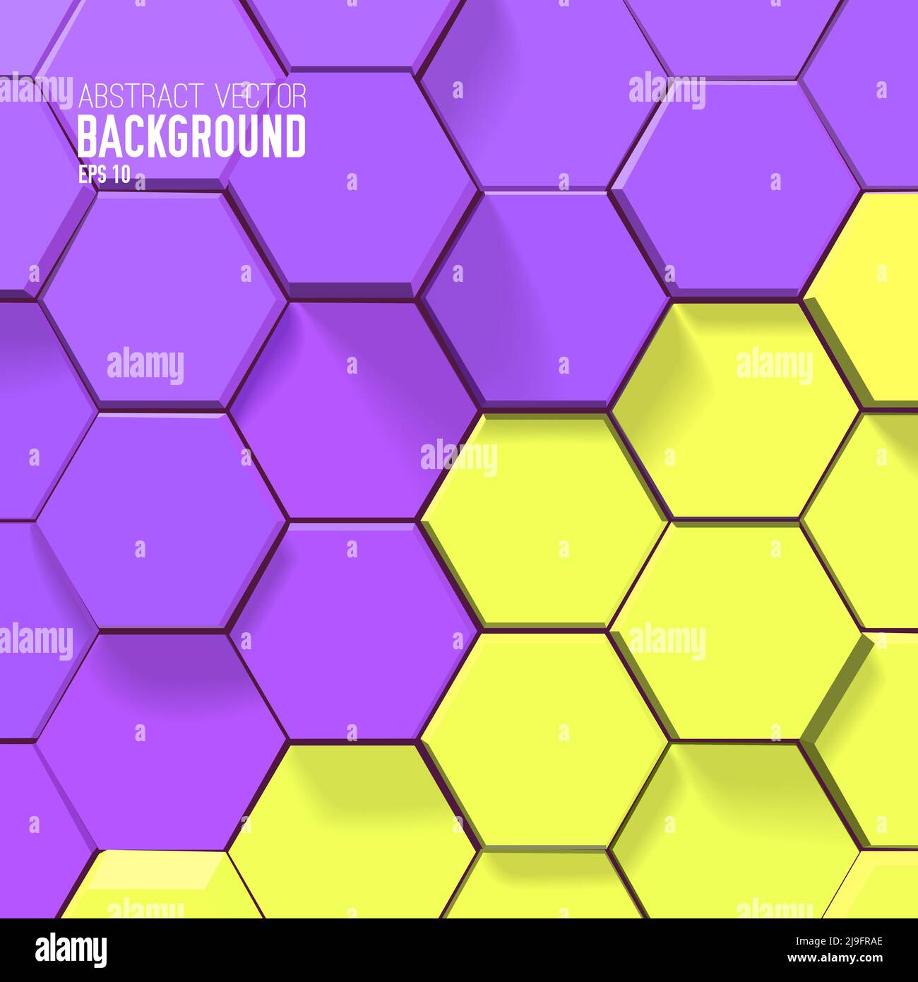Abstract bright honeycomb design background with yellow and purple 3d ...
