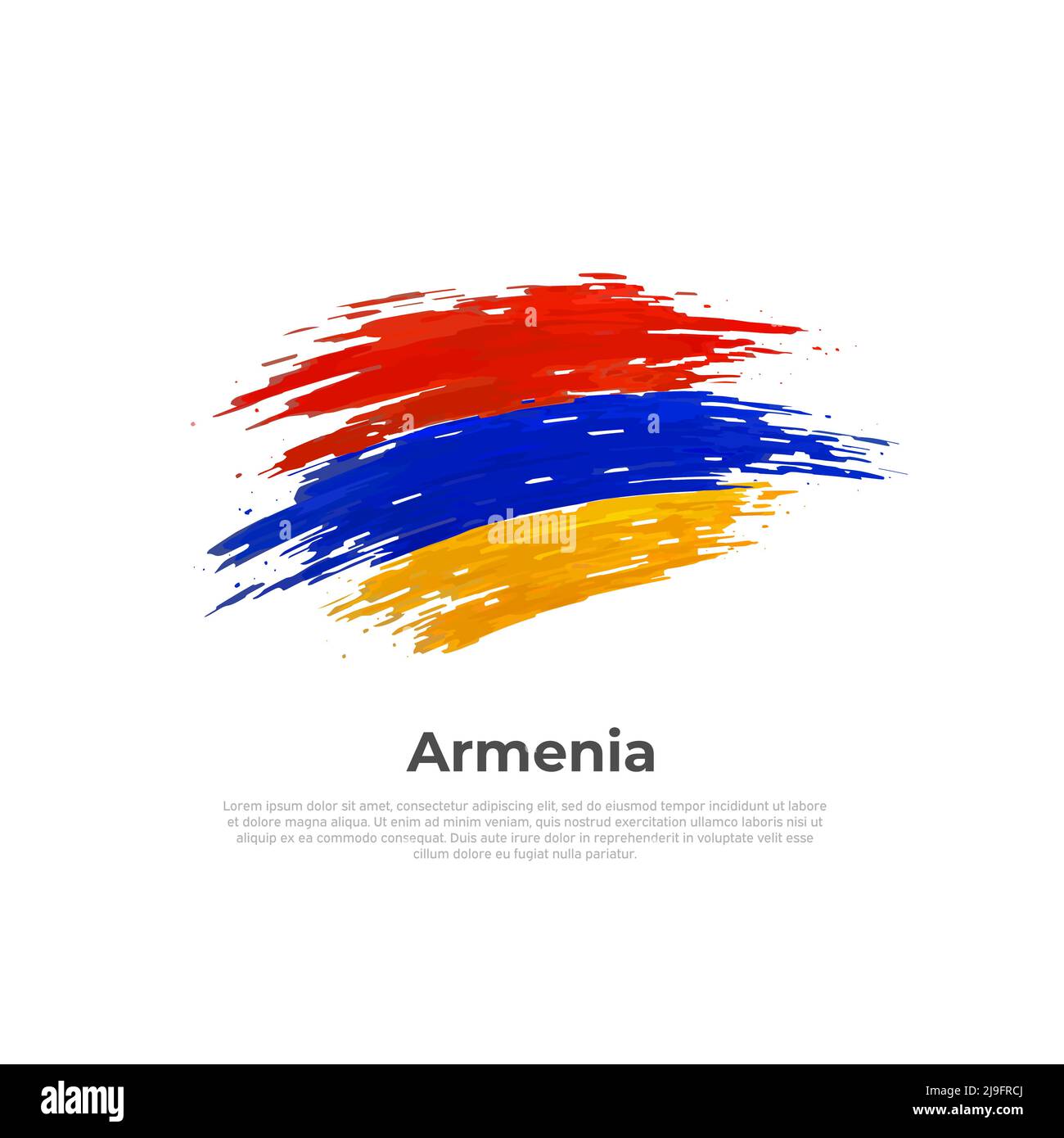 Armenia flag. Brush strokes. Stripes colors of the armenian flag on a ...