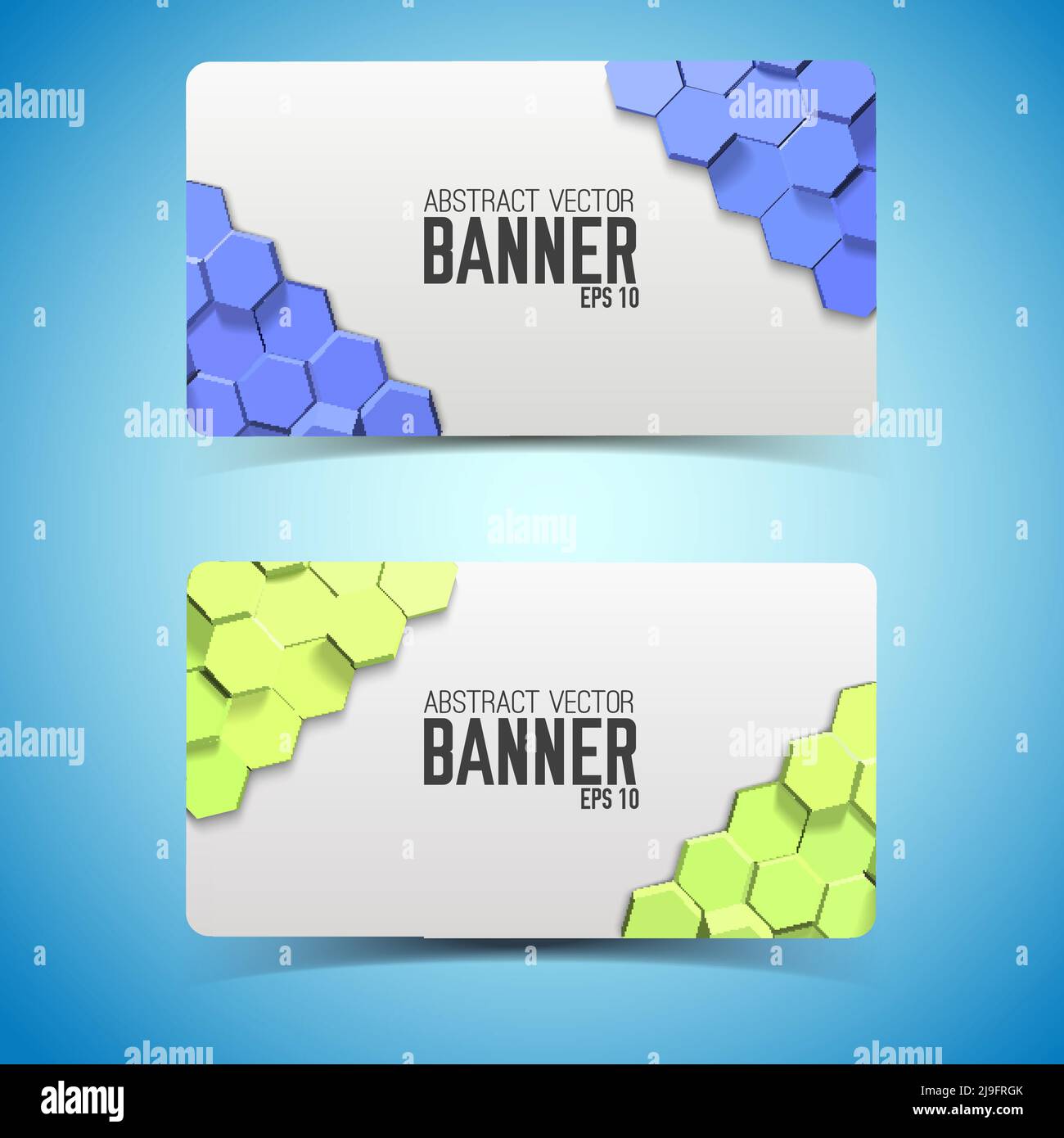 Geometric horizontal banners with colorful 3d hexagonal mosaic ...