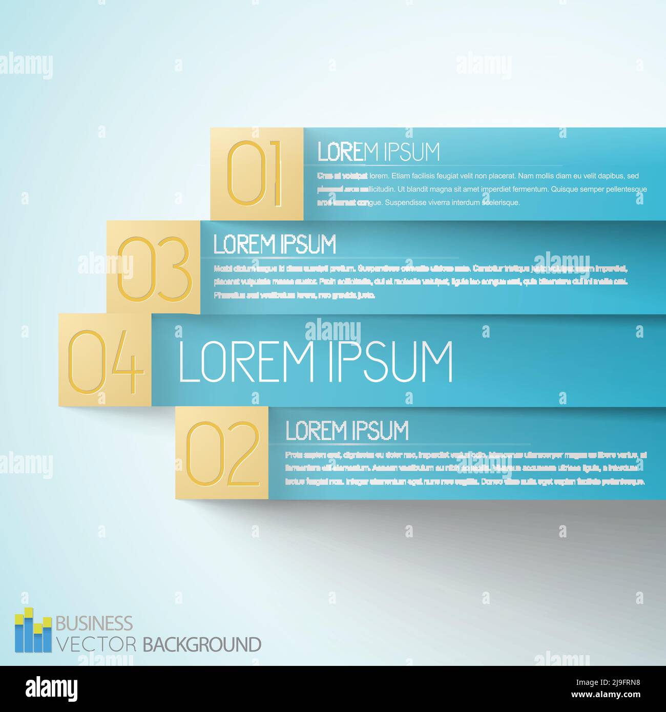 Selection business infographics with blue paper stripes and yellow ...