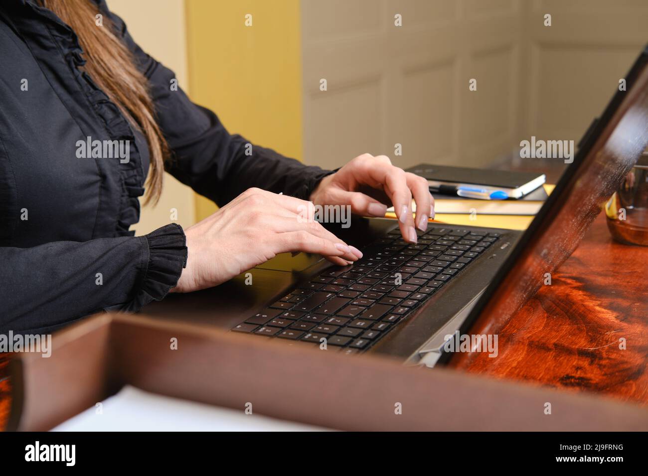Person laptop typing letter hi-res stock photography and images - Alamy