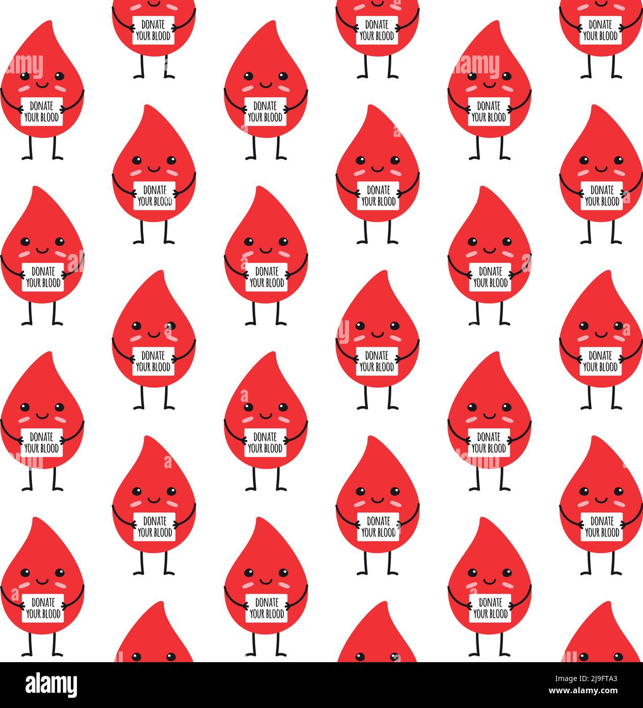 Vector seamless pattern of hand drawn flat blood drop with donate your ...