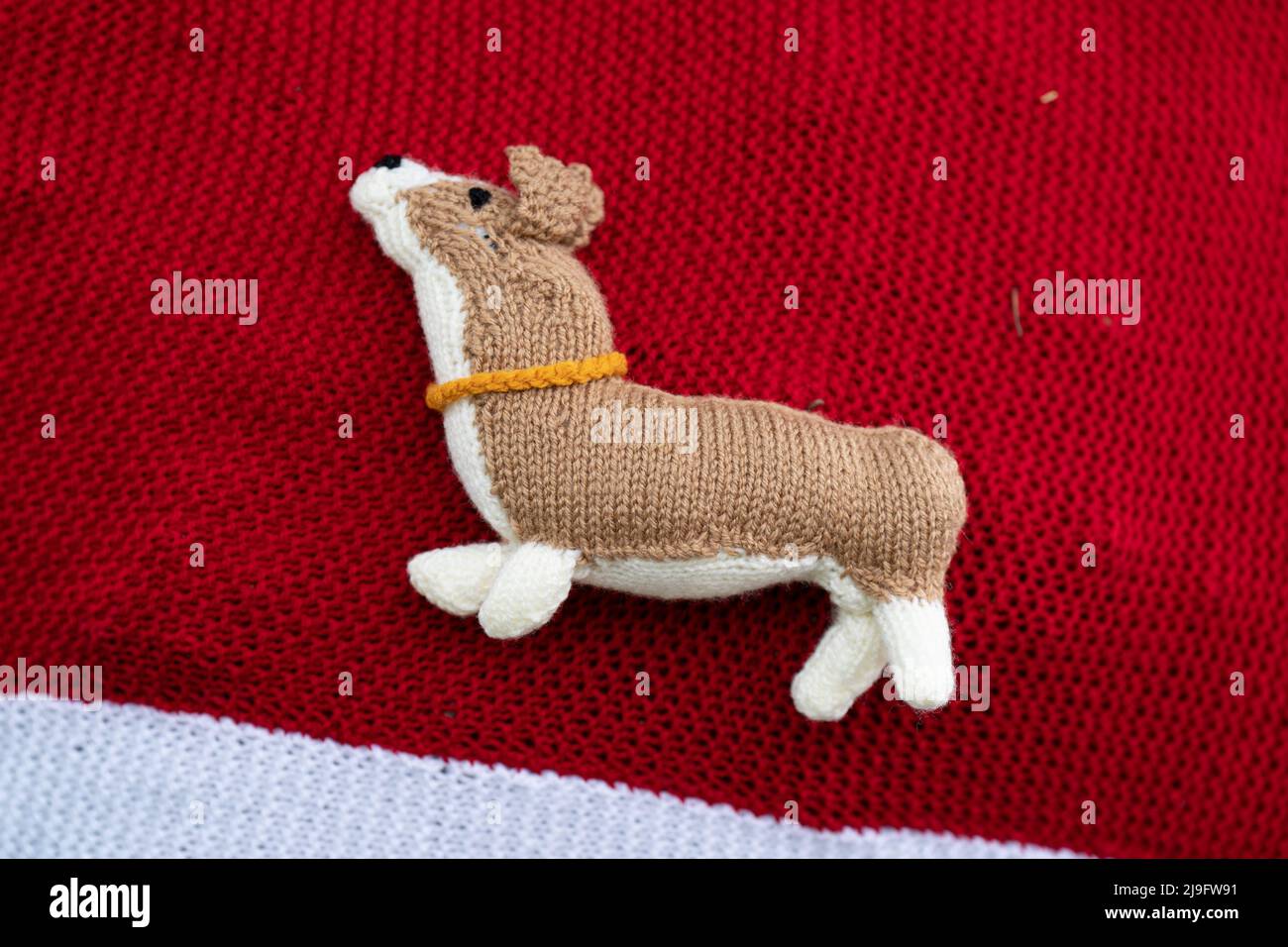 A corgi knitted by the Ketton Knit and Natter Group, in Ketton, Rutland ...