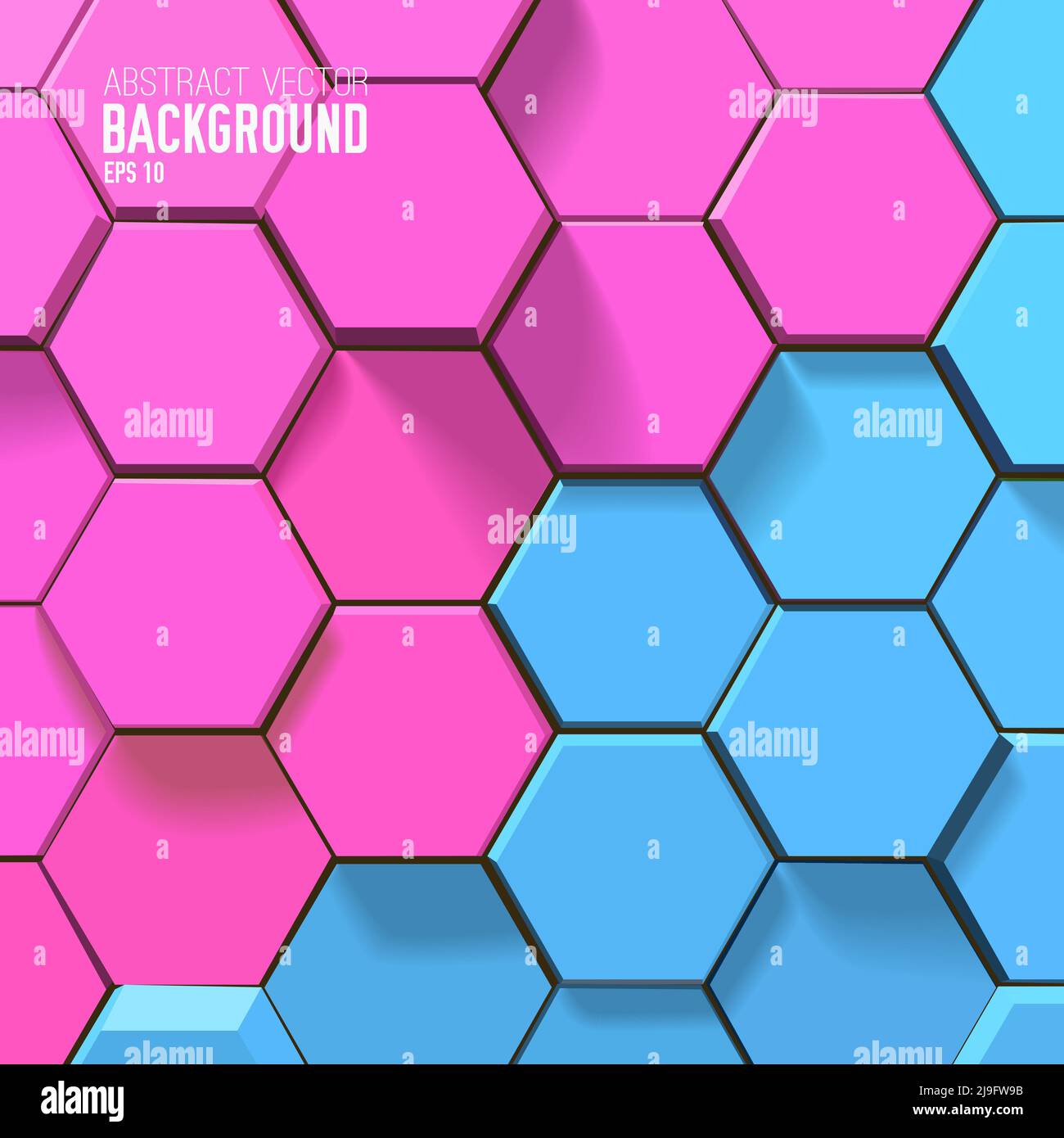 Sceince geometric background with pink and blue 3d hexagons in mosaic shape vector illustration ...