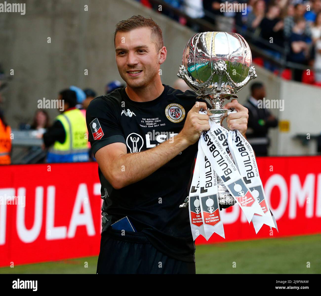 LONDON, ENGLAND - MAY 22: Michael Cheek of Bromley with FA Tropht afte ...