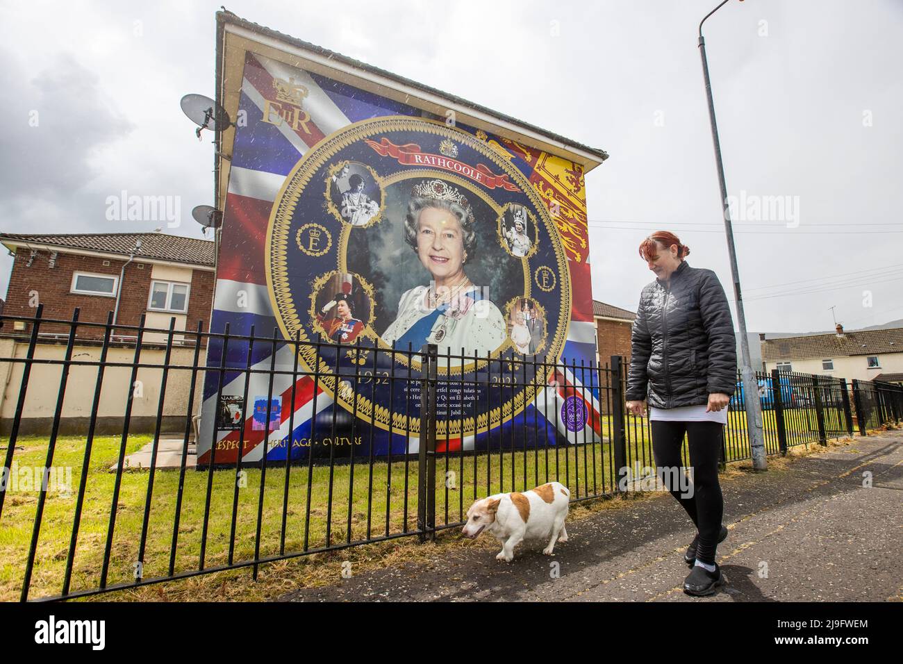 Margaret Meredith walks her neighbour's dog Tilly past a new mural ...