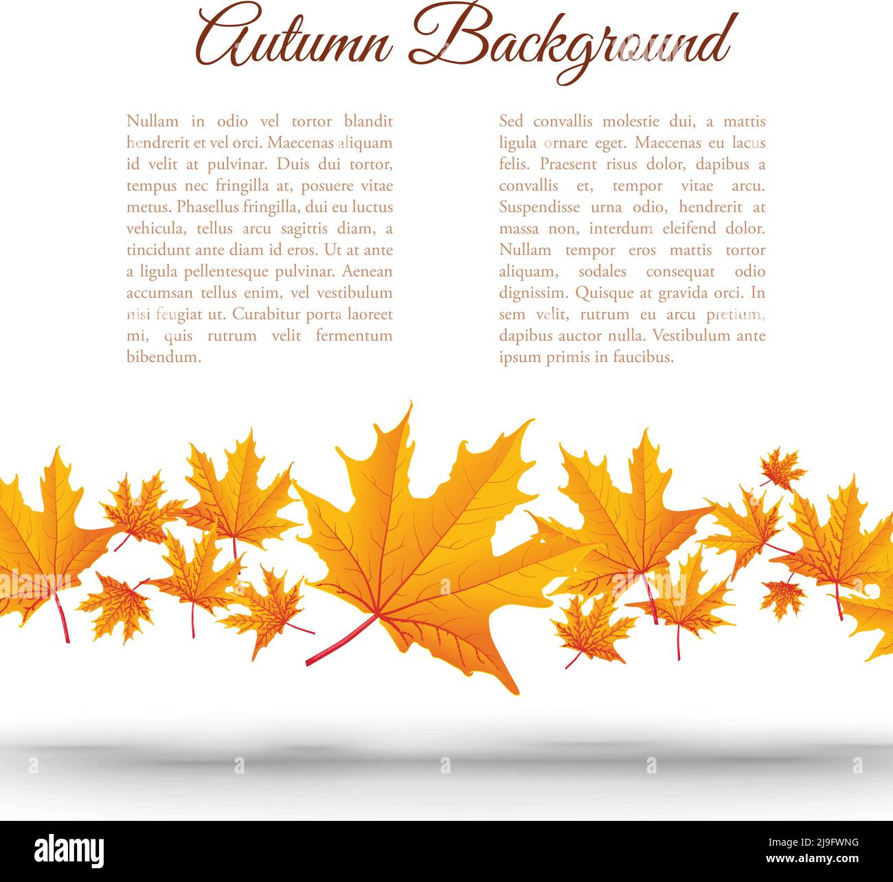 Abstract light autumn floral template with text and falling orange ...
