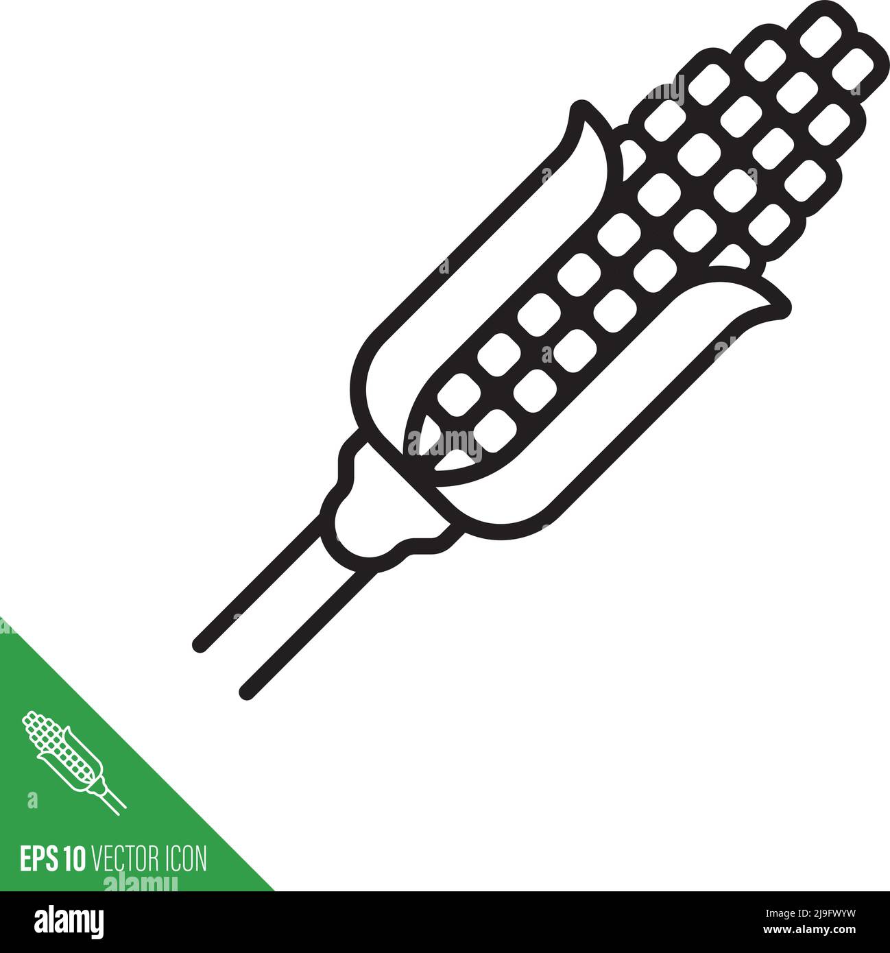 Maize plant, Corn cob vegetable icon, outline style vector illustration ...