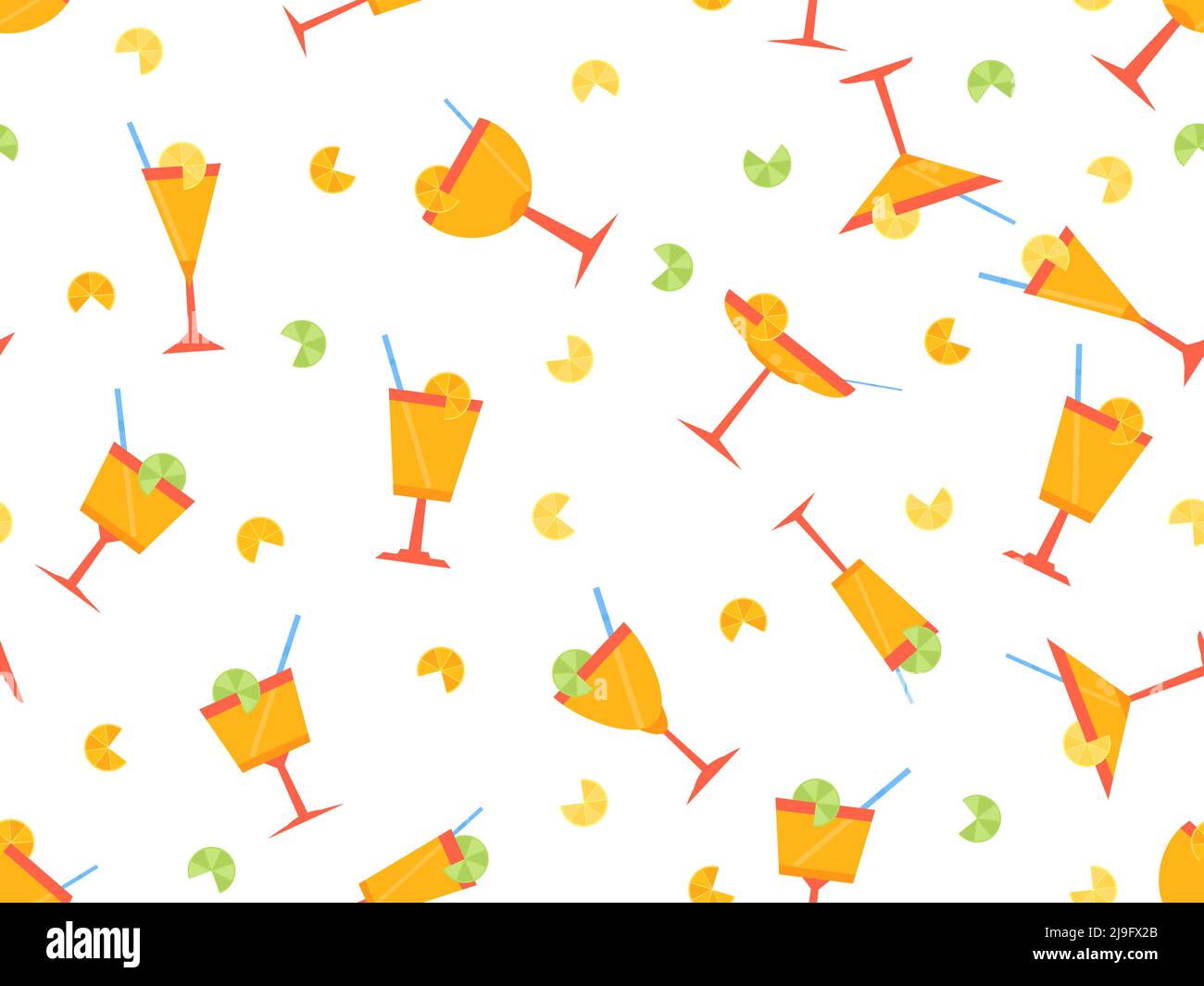 Cocktail with umbrellas seamless pattern. Alcoholic cocktails with ...