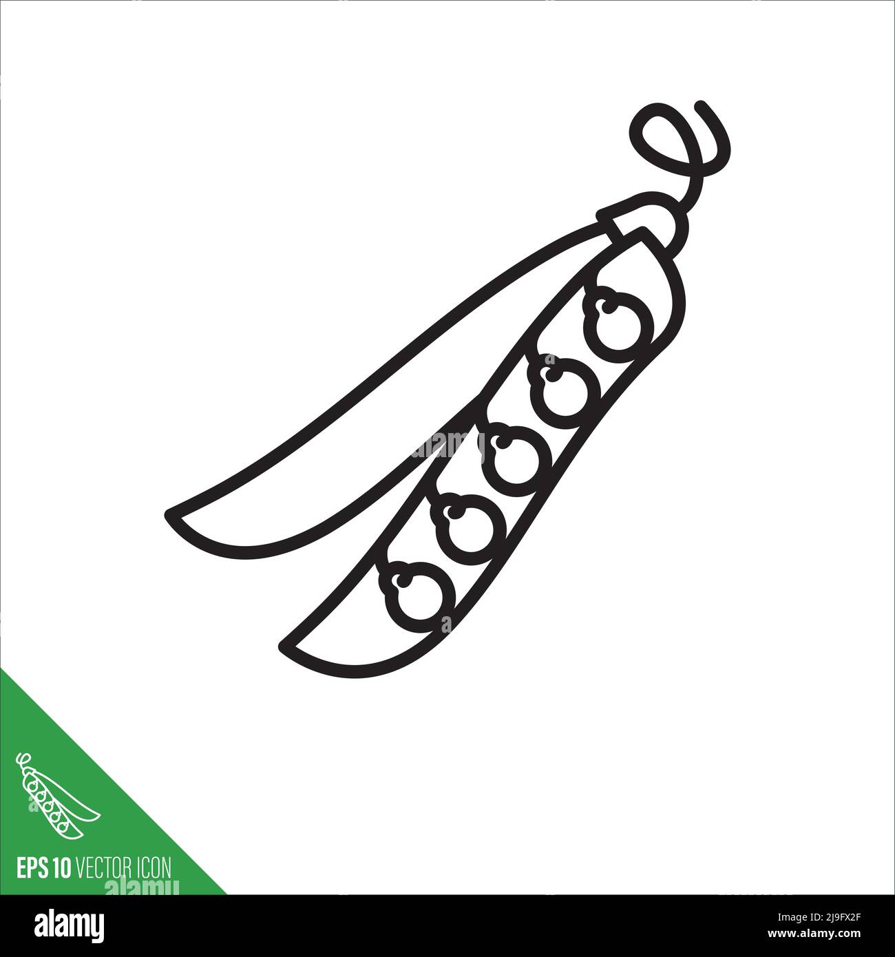 Peas in the pod legume vegetable icon, outline style vector ...