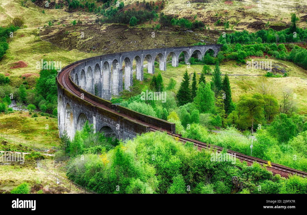 Scotland old train bridge, Glenfinnan Stock Photo - Alamy