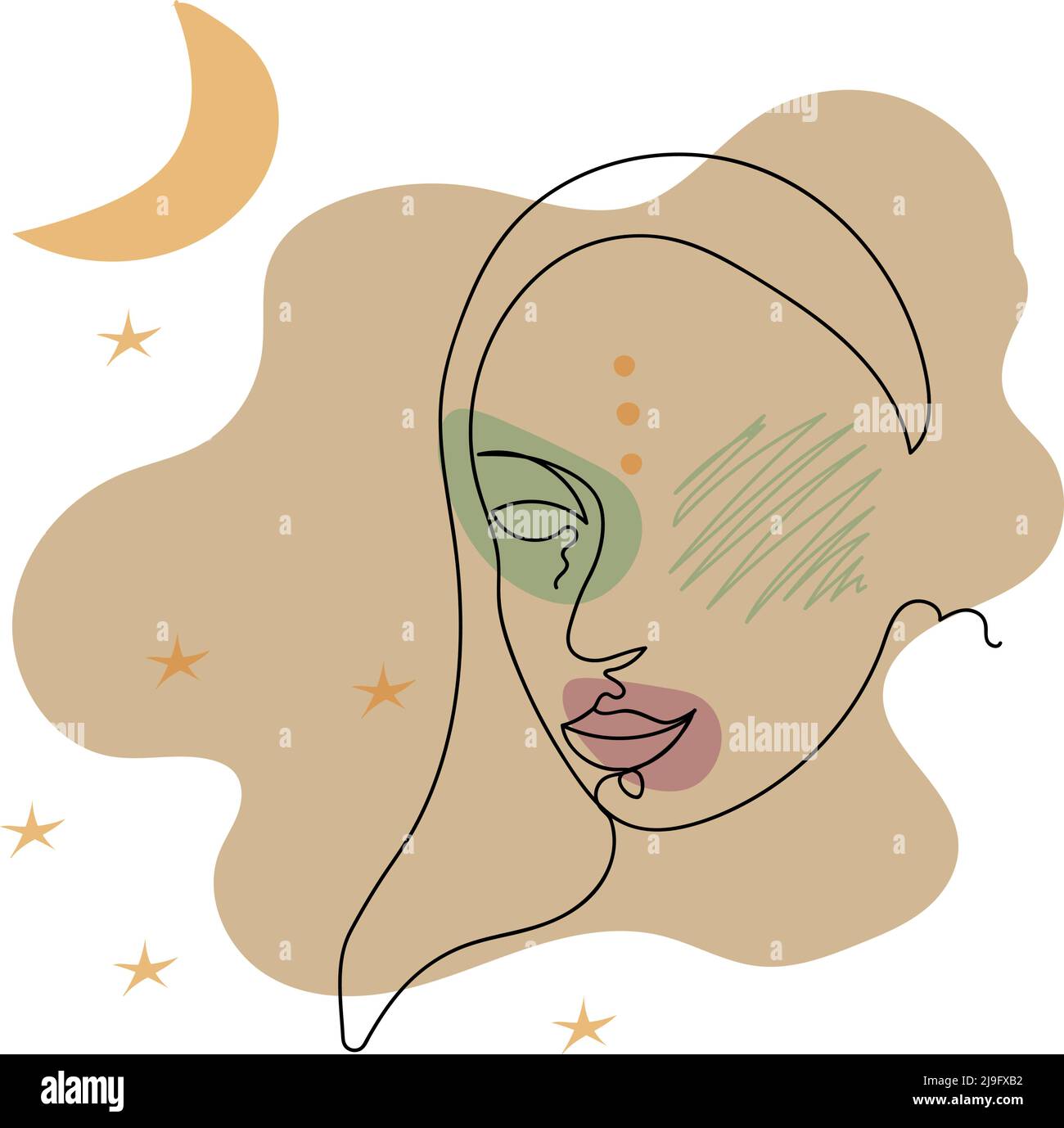 Crescent moon female face Stock Vector Images - Alamy