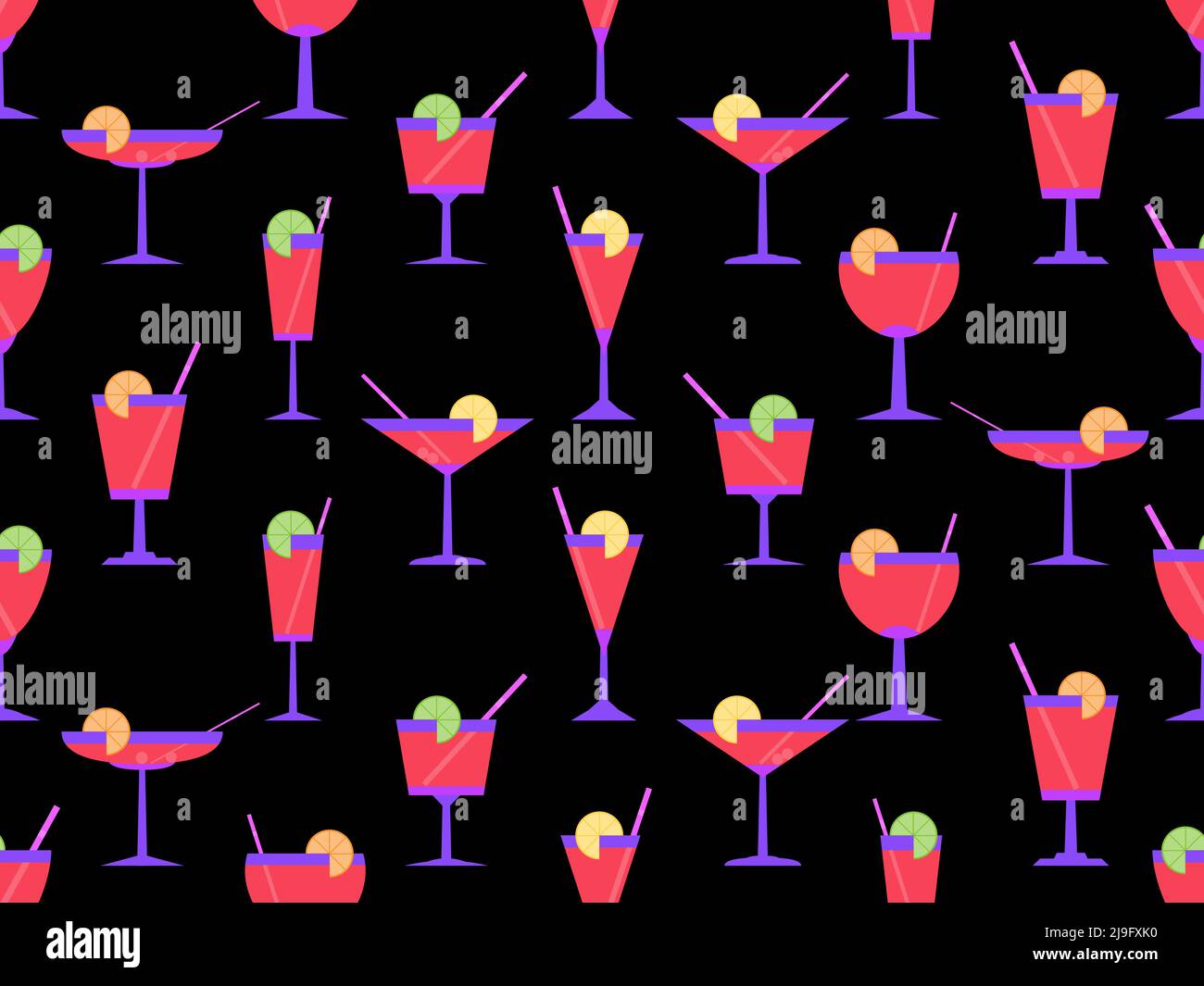 Cocktail with umbrellas 80s style seamless pattern. Alcoholic cocktails ...