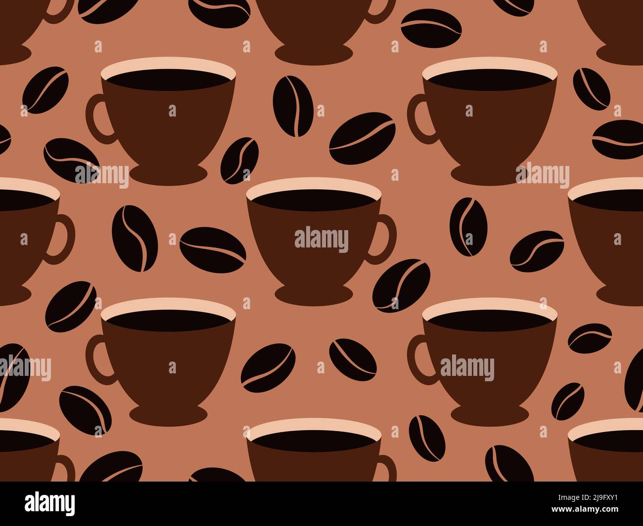 Coffee cups and coffee beans seamless pattern. Roasted coffee beans ...