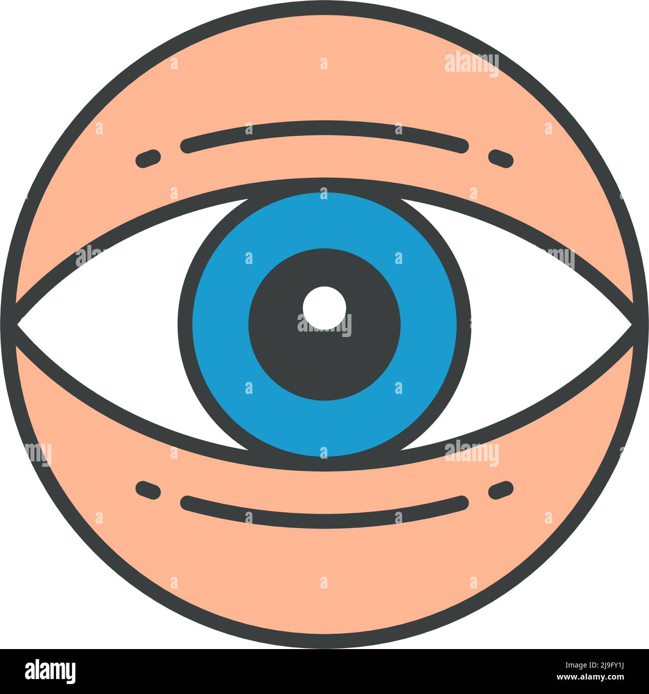 Human eye blue lens with eyeball and eyelids circle pop art sticker ...