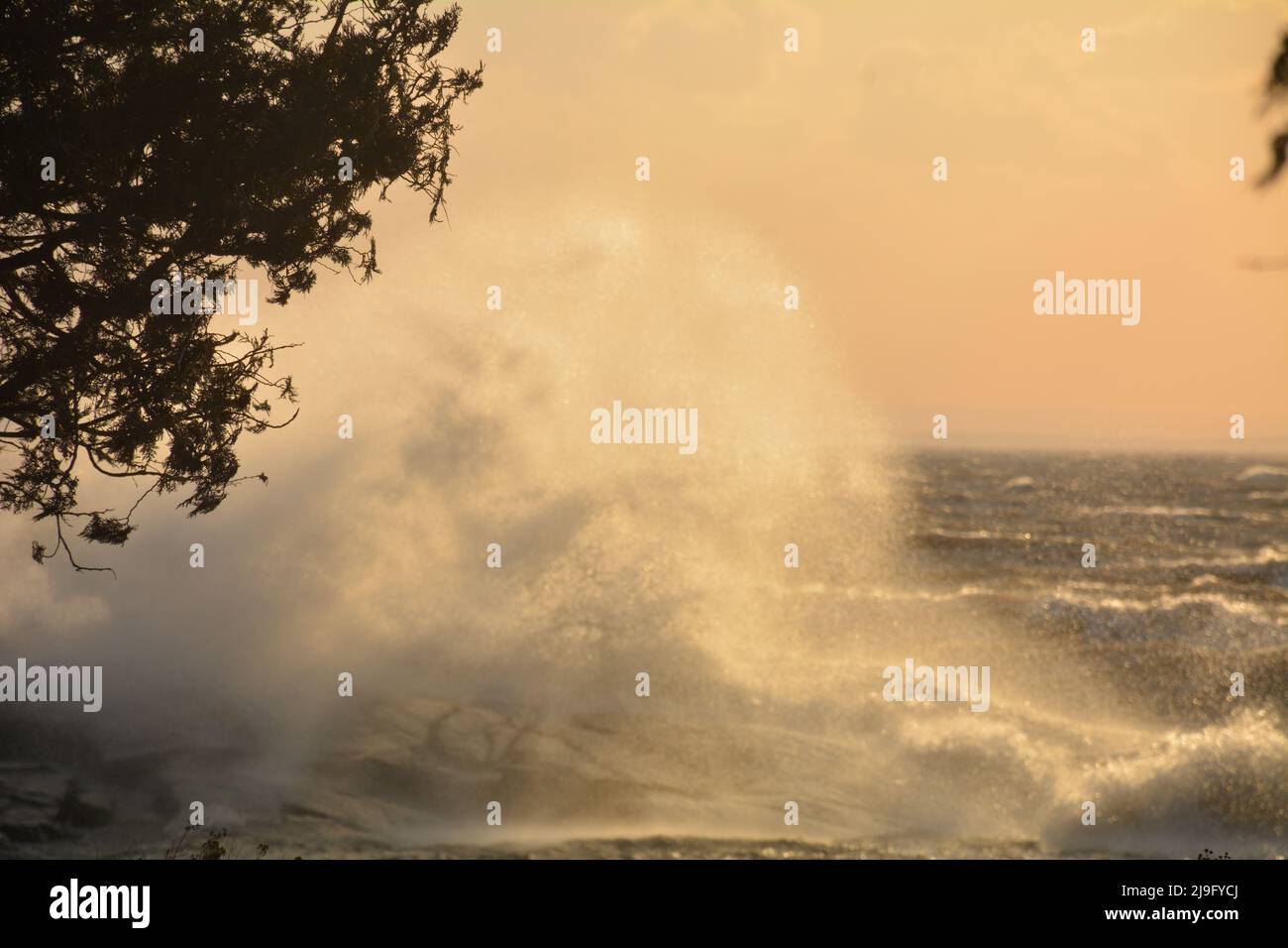 Winter storm with strong winds and rough waves on Lake Nipissing ...