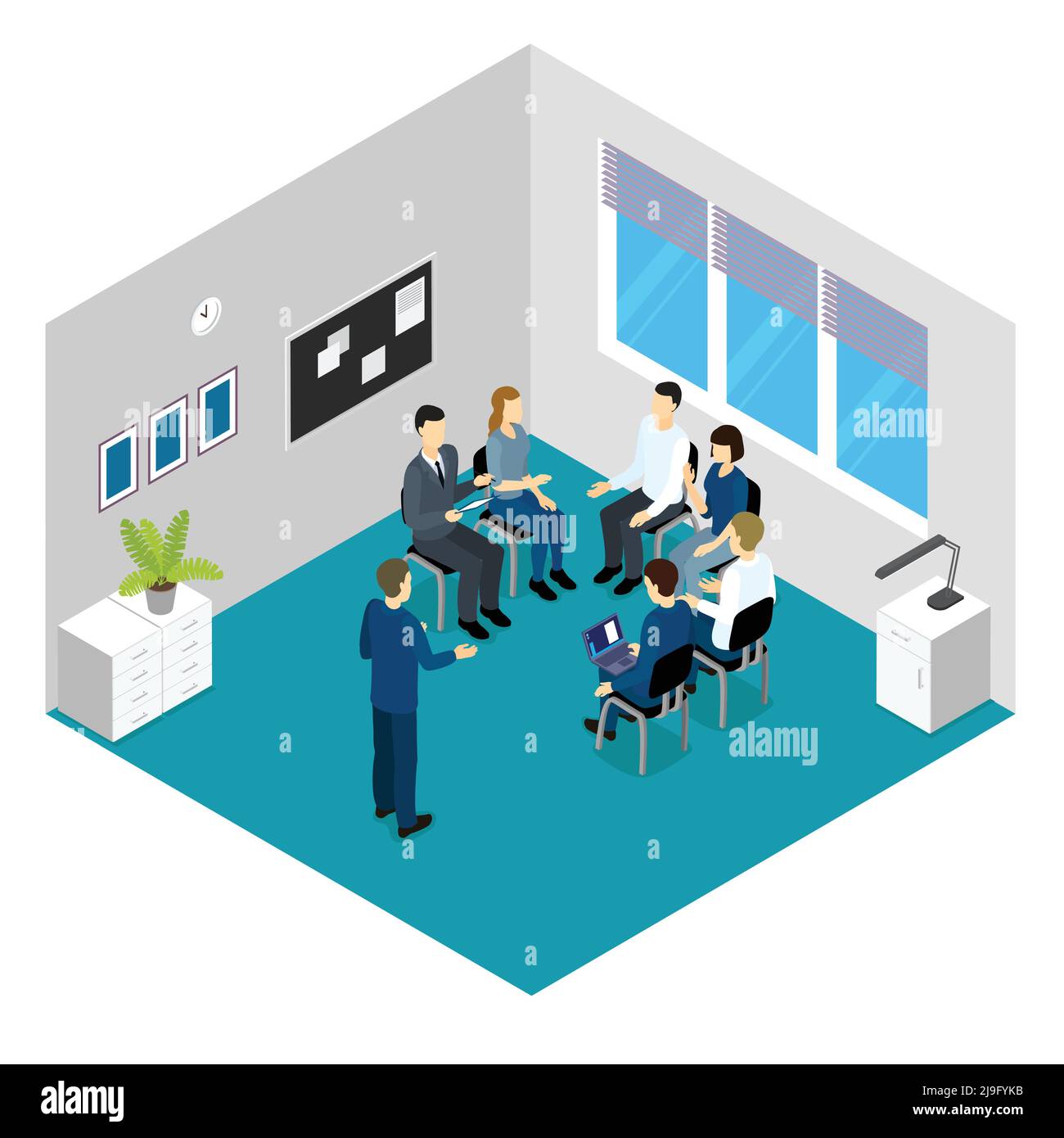 Personnel training isometric concept with lecturer and group of people ...