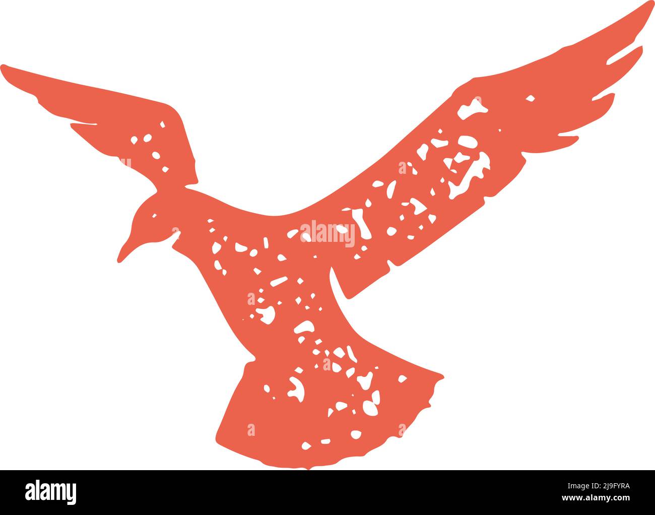 Minimalist hand drawn flying seagull symbol freedom summer travel sea ...