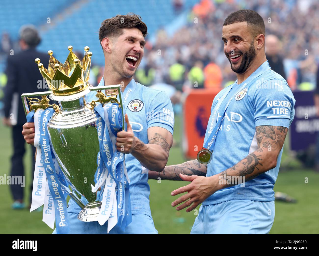 Manchester, UK. 22nd May, 2022. John Stones and Kyle Walker of ...