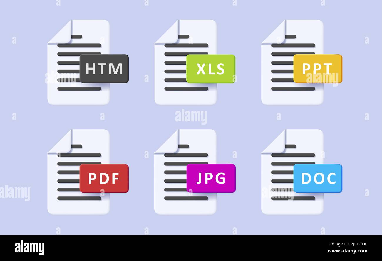 Set of format extension icons. document illustration with colorful ...