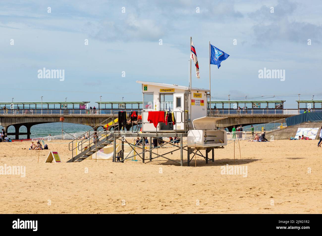 Lifeguards hut ,Bournemouth beach and pier, Dorset, England, United ...