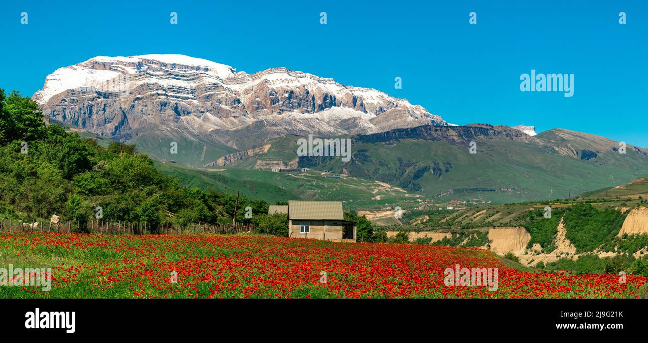 View of the snow capped Shahdag mountain located in Azerbaijan Stock ...