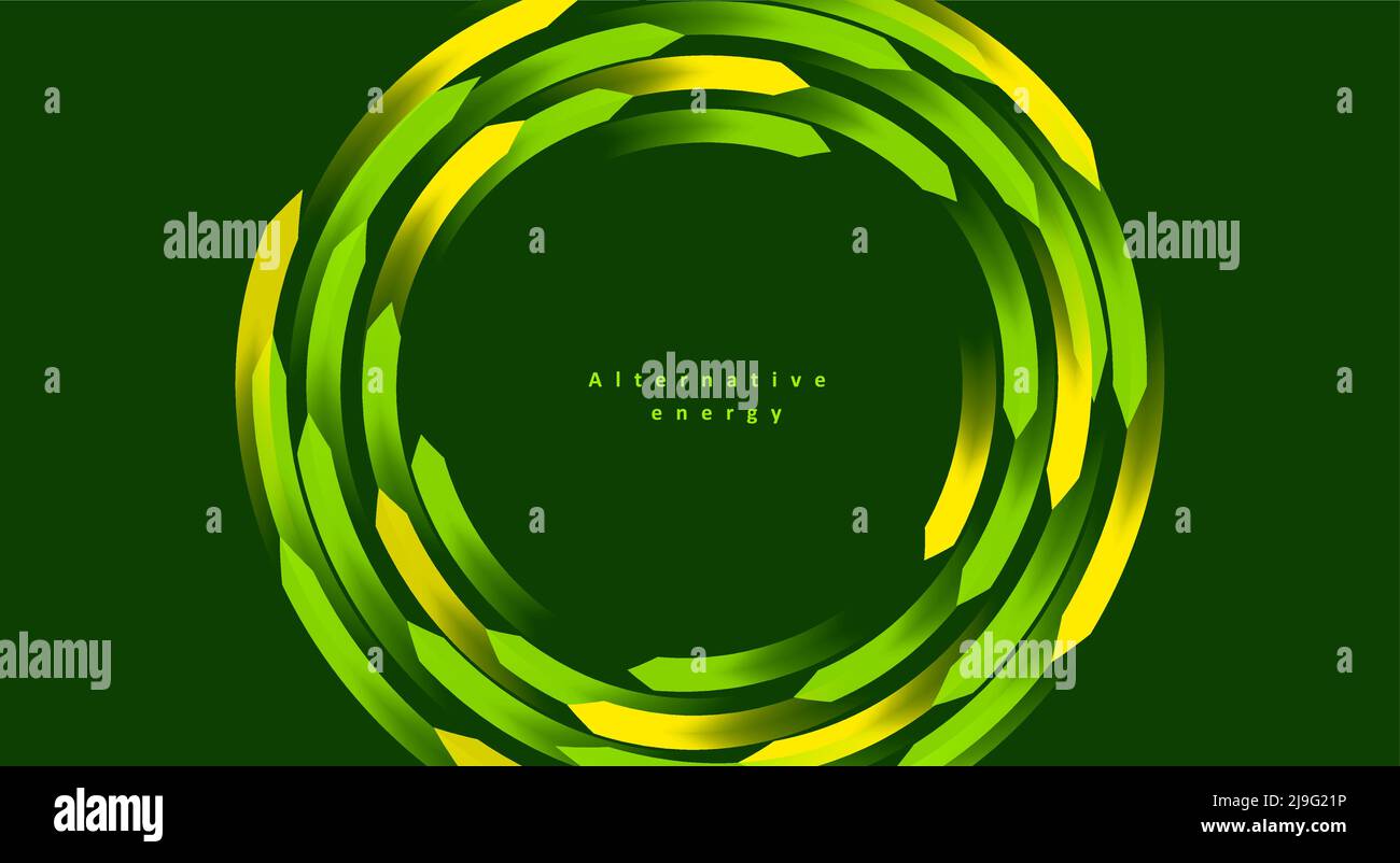 Abstract background with green and yellow arrows rotating in circle and ...