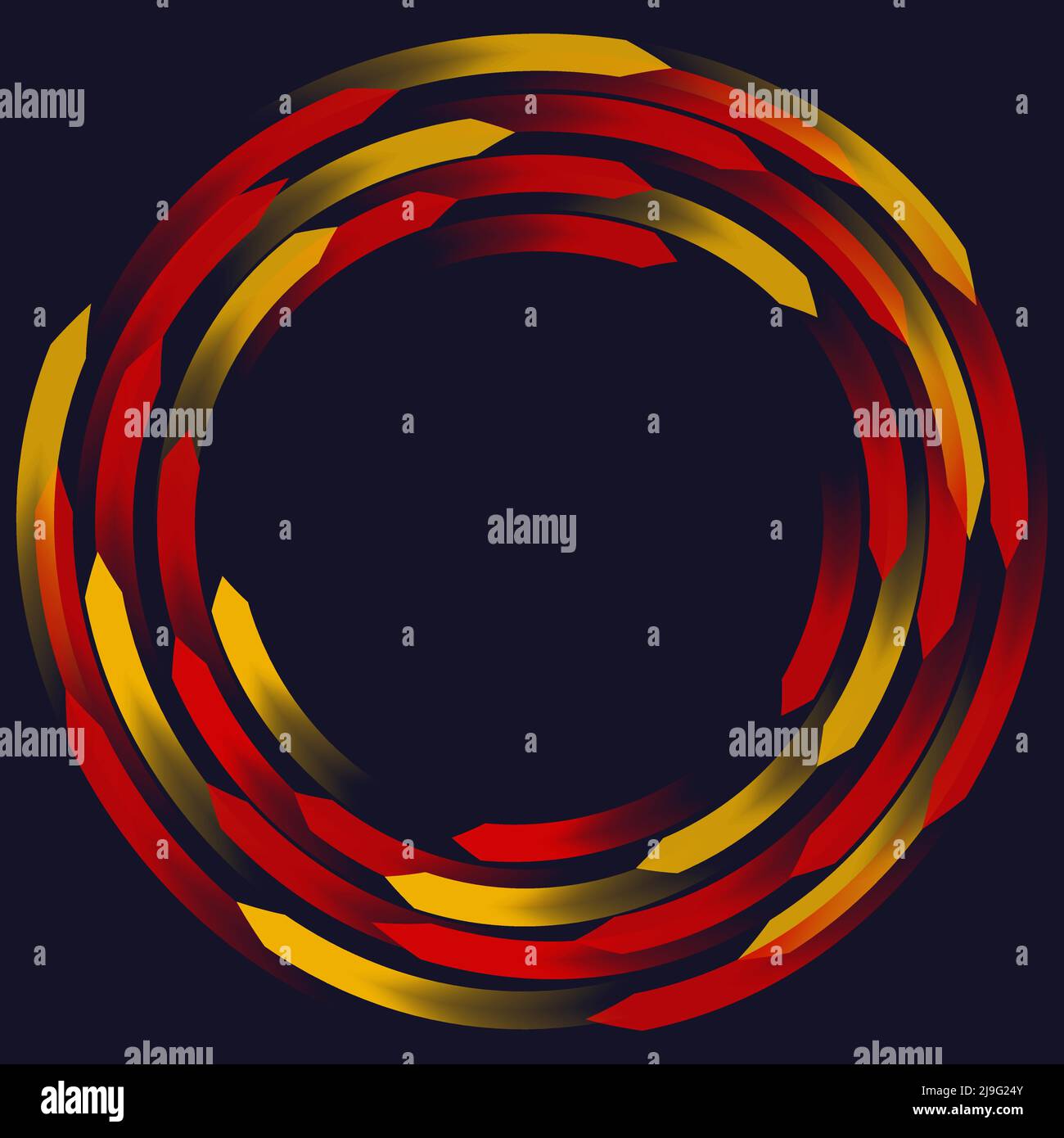 Abstract dark background with arrows rotating and creating round disk ...